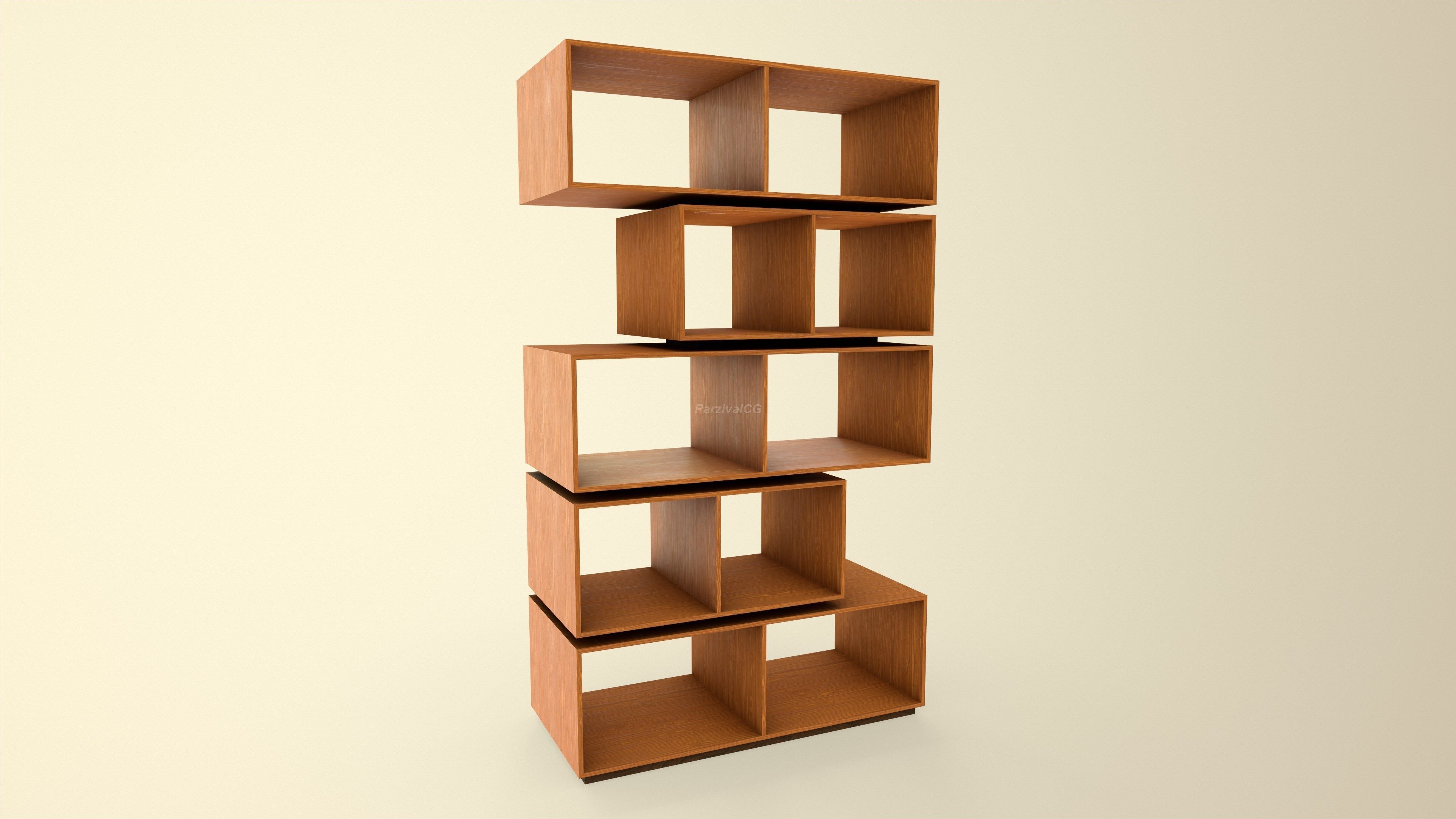 3D model Modern Oak Shelving Bookcase 4K PBR Low-Poly VR / AR / low ...