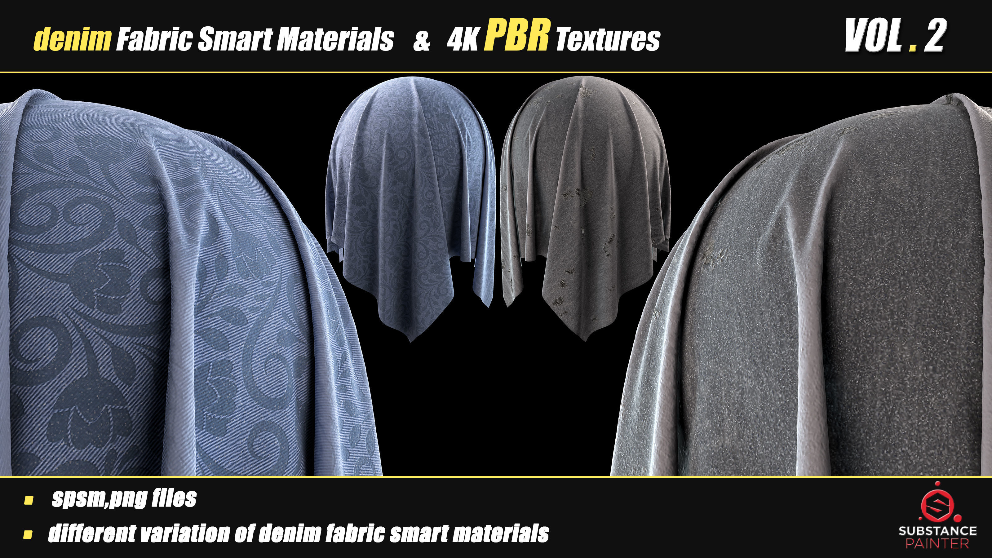 30 Denim Fabric Smart Material Bundle and 4K PBR Texture VOL 02 Texture ...