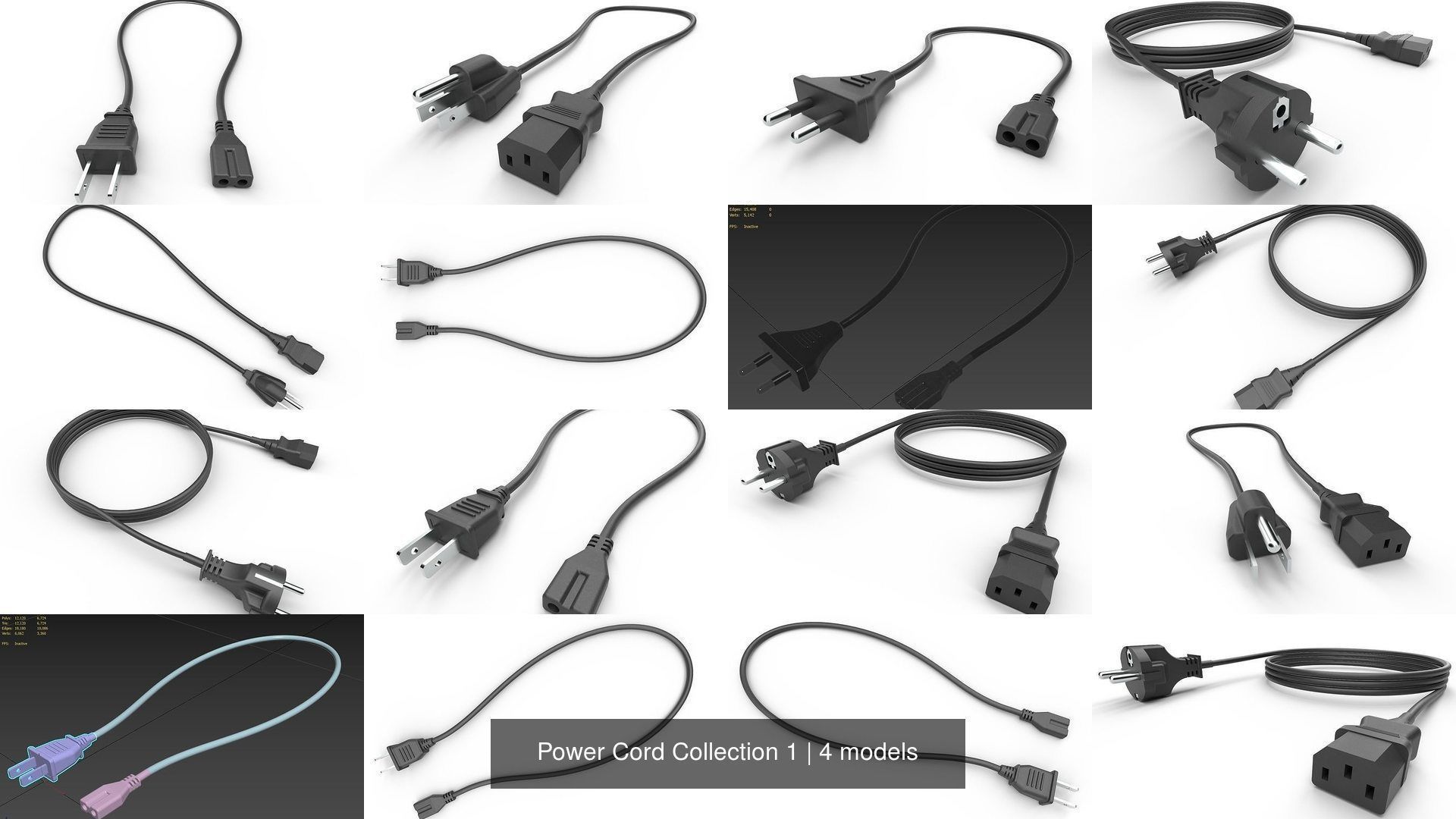 Power Cord Collection 1 VR / AR / low-poly | CGTrader