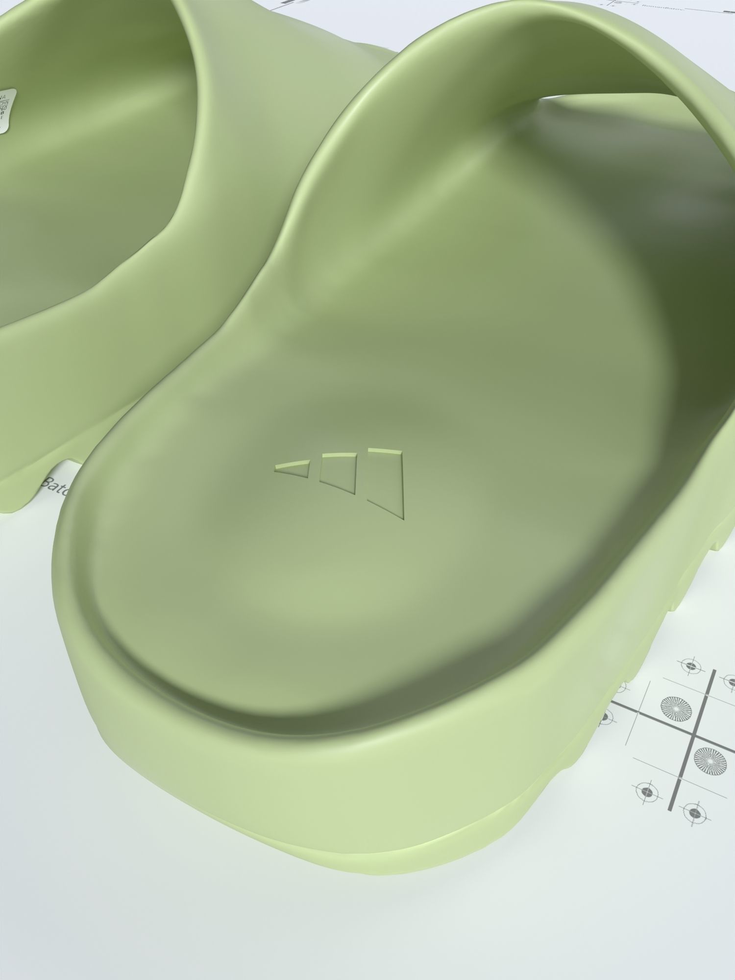 Green yeezy slide Adidas 3D model 3D model | CGTrader