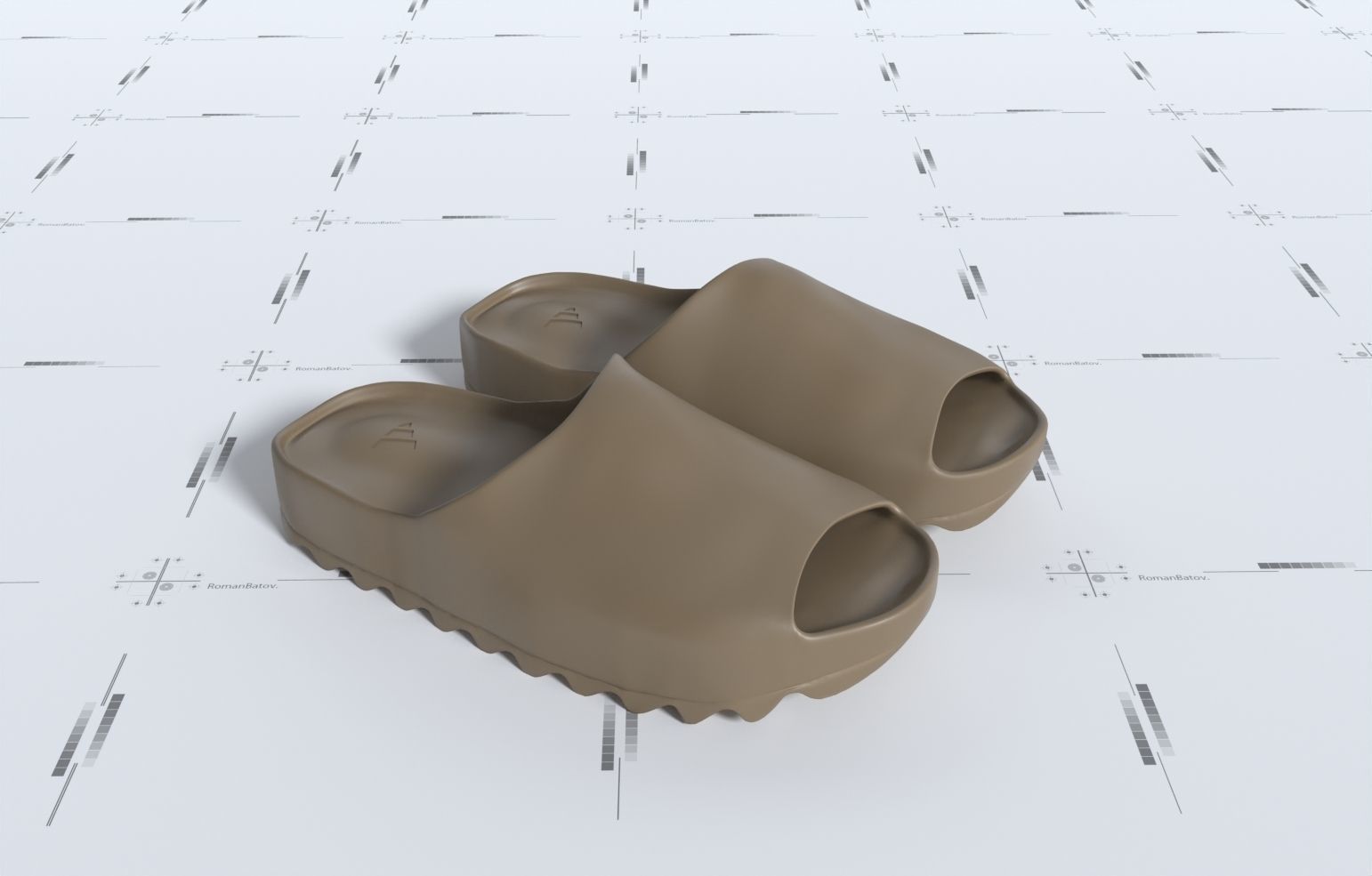 Brown yeezy slide Adidas 3D model 3D model | CGTrader