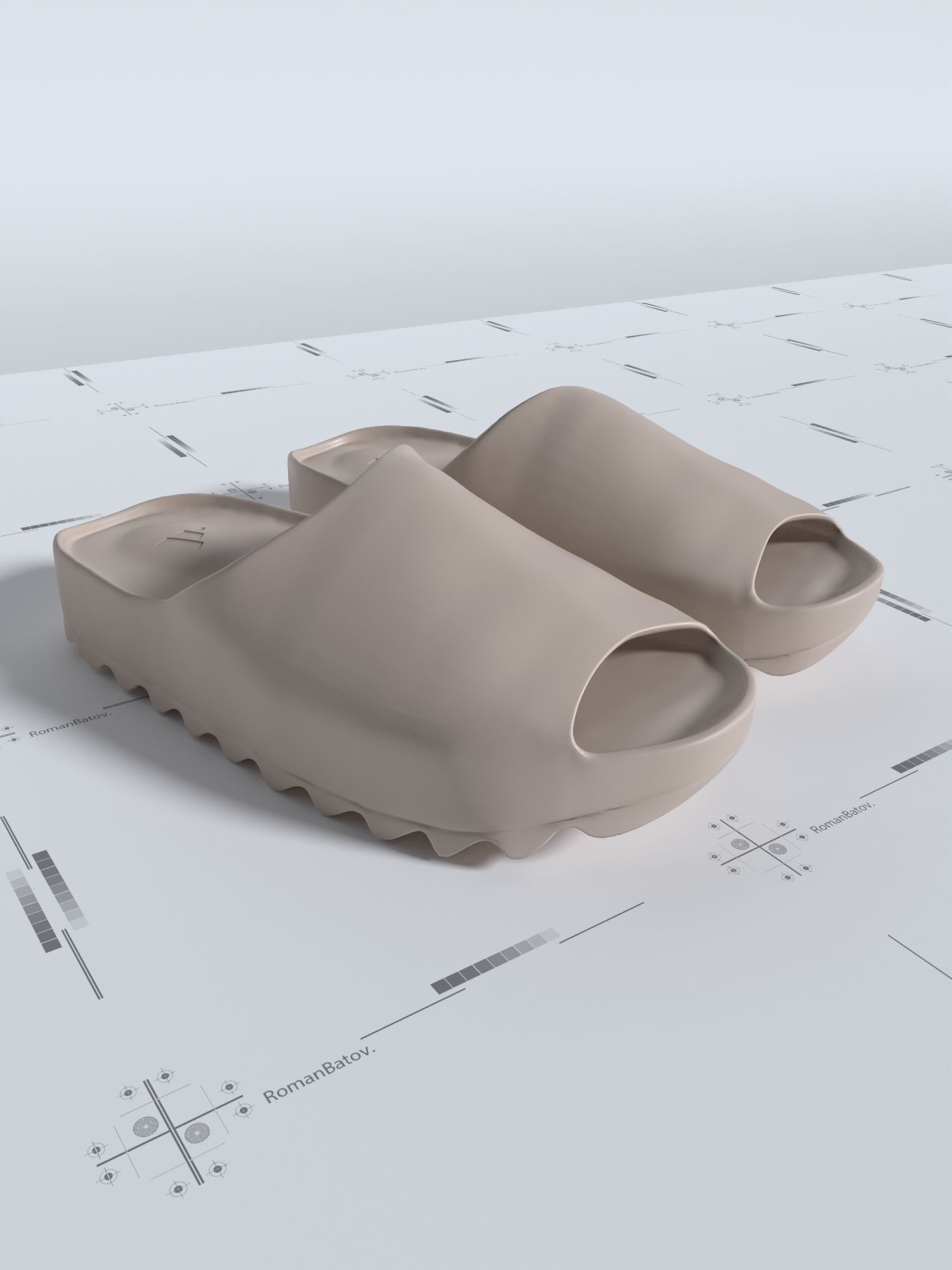 Grey yeezy slide Adidas 3D model 3D model | CGTrader