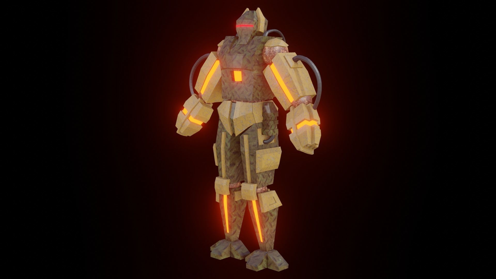 Low poly cyborg robot with glowing lights 3D model | CGTrader