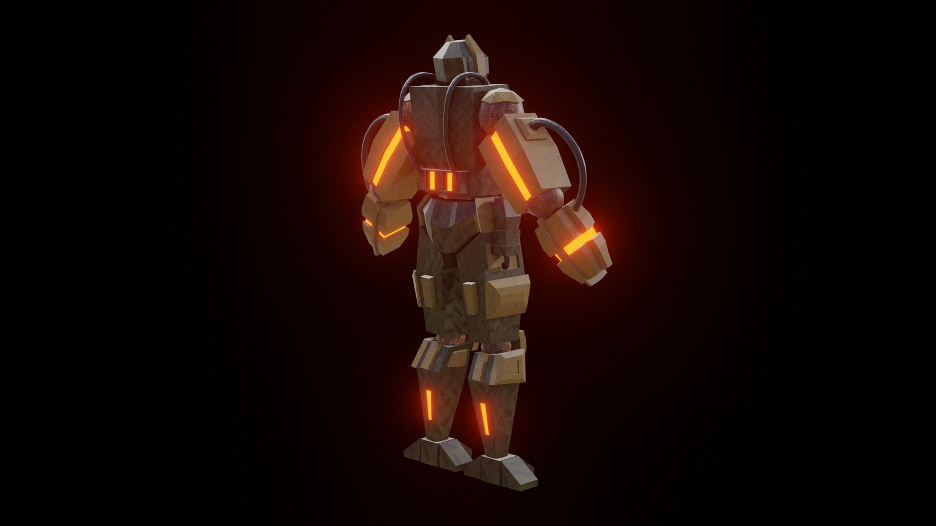Low poly cyborg robot with glowing lights 3D model | CGTrader