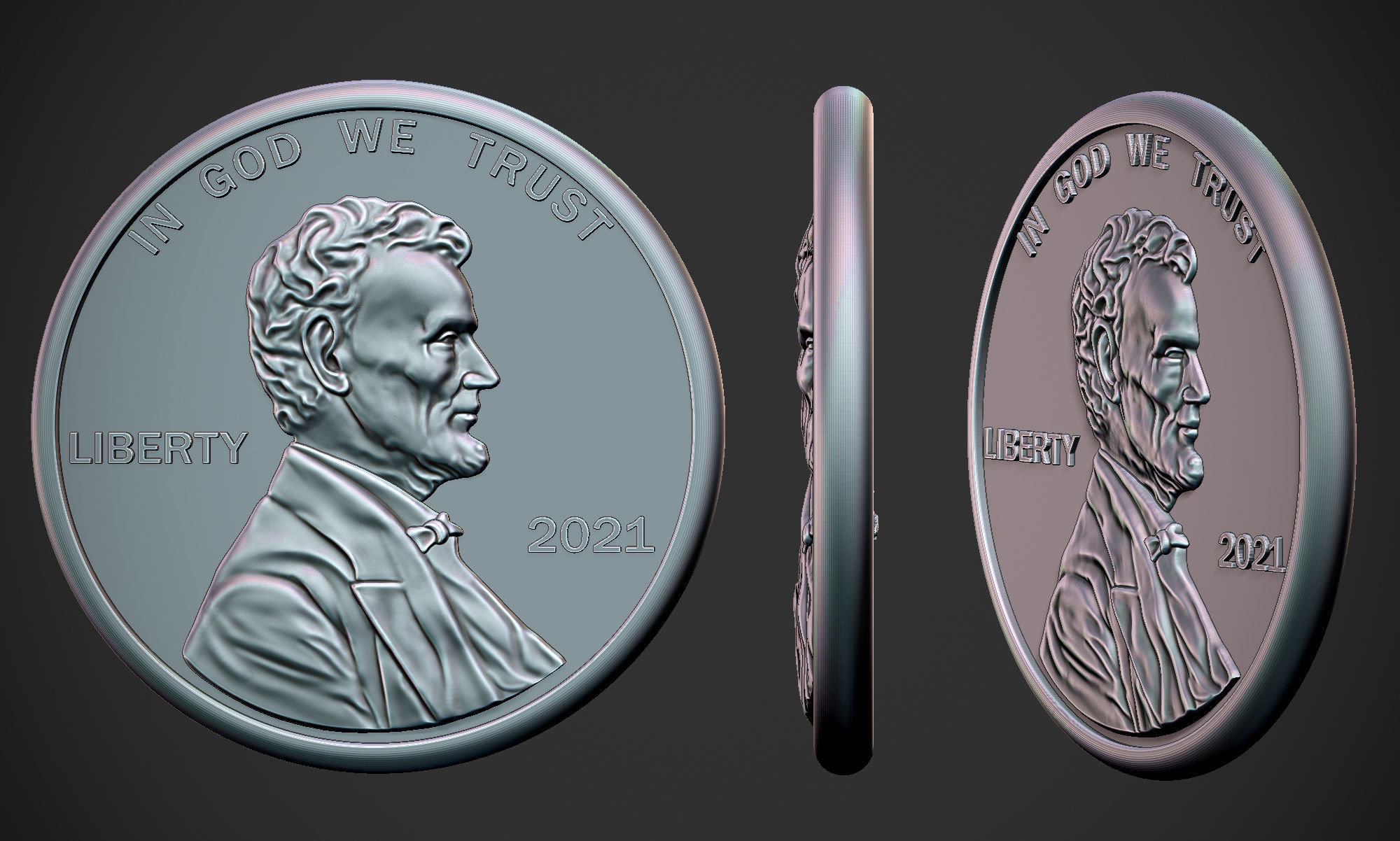 Lincoln Coin 3D model 3D printable | CGTrader