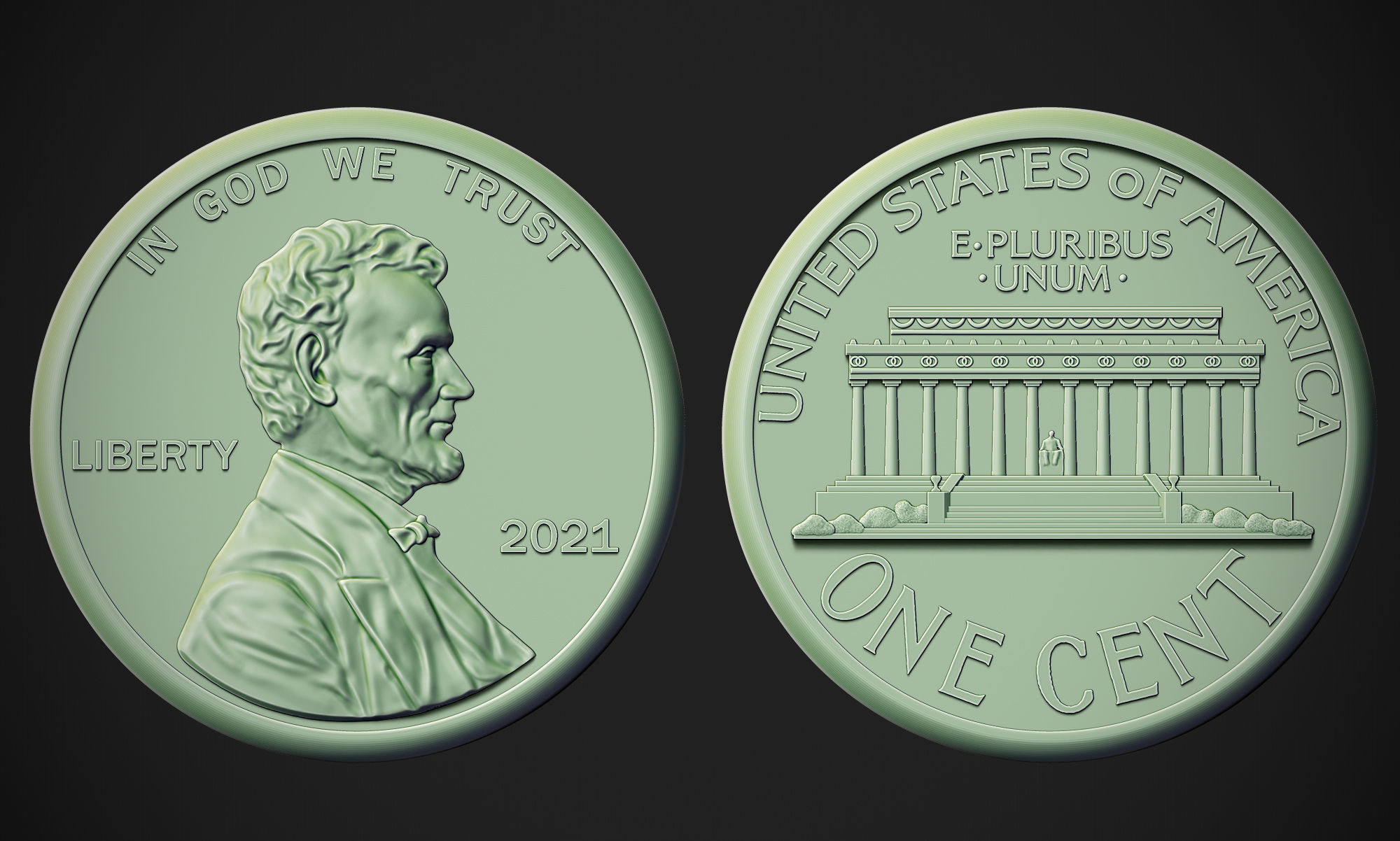 Lincoln Coin 3D model 3D printable | CGTrader