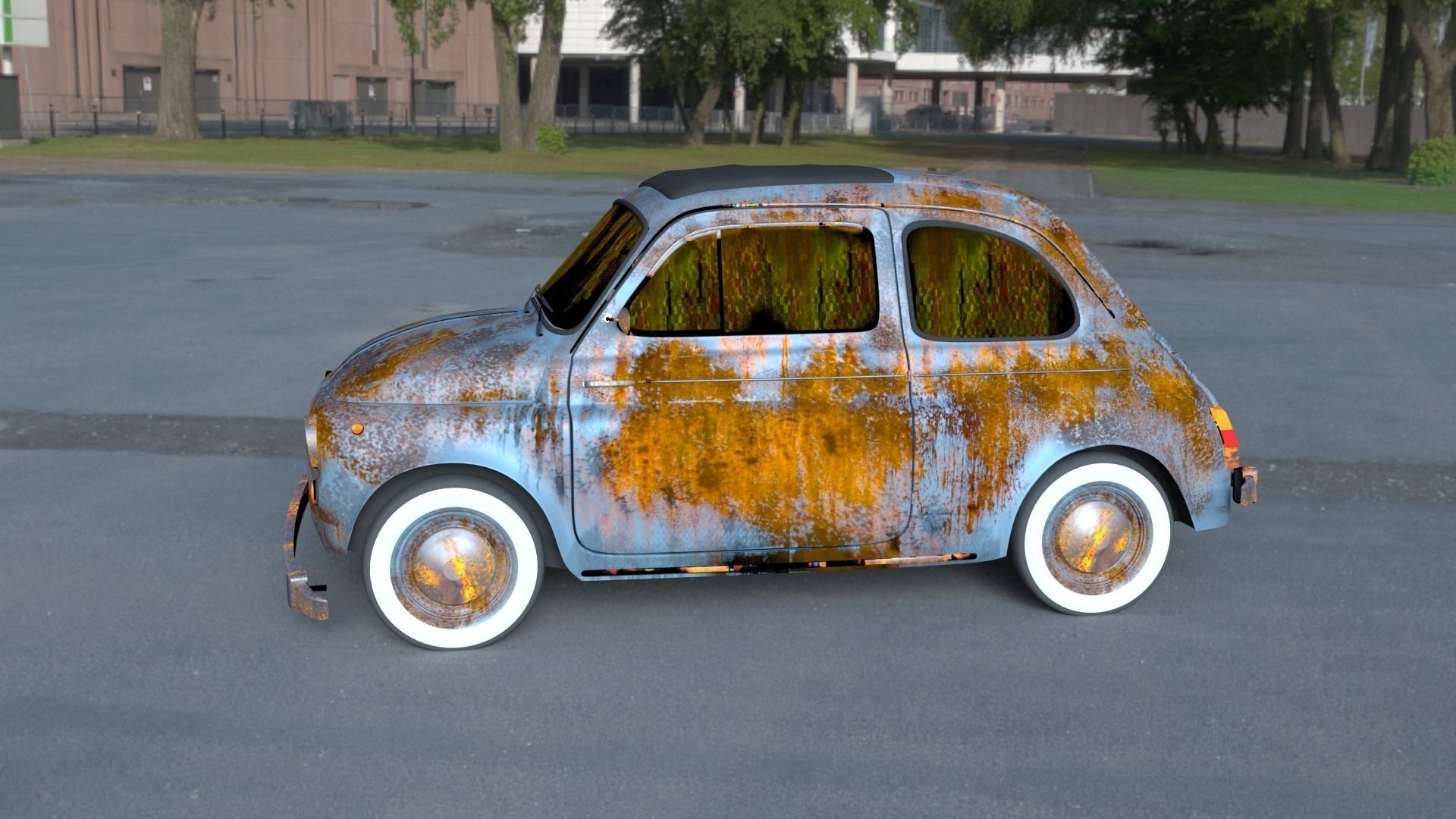 Fiat 500 Nuova 1957 rusty HDRI 3D model | CGTrader