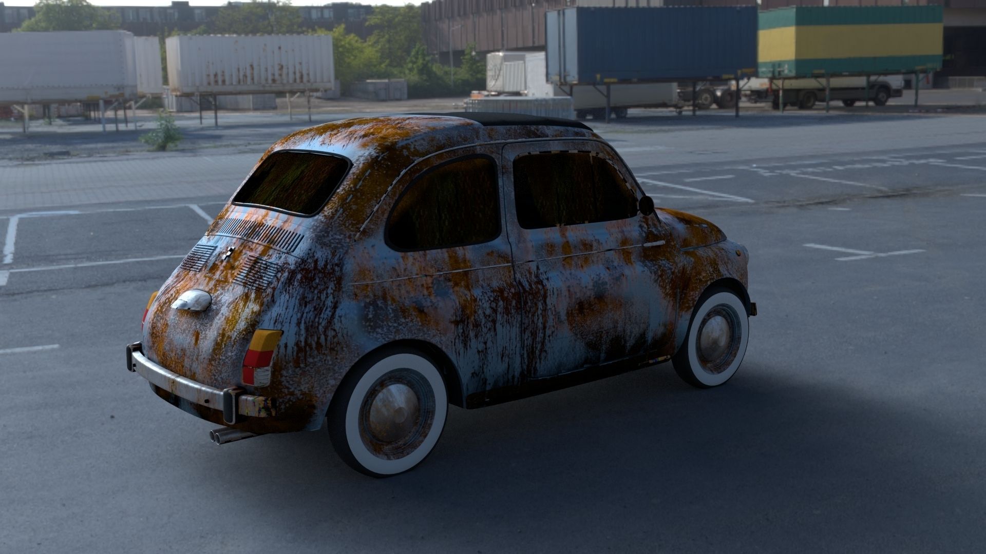 Fiat 500 Nuova 1957 rusty HDRI 3D model | CGTrader