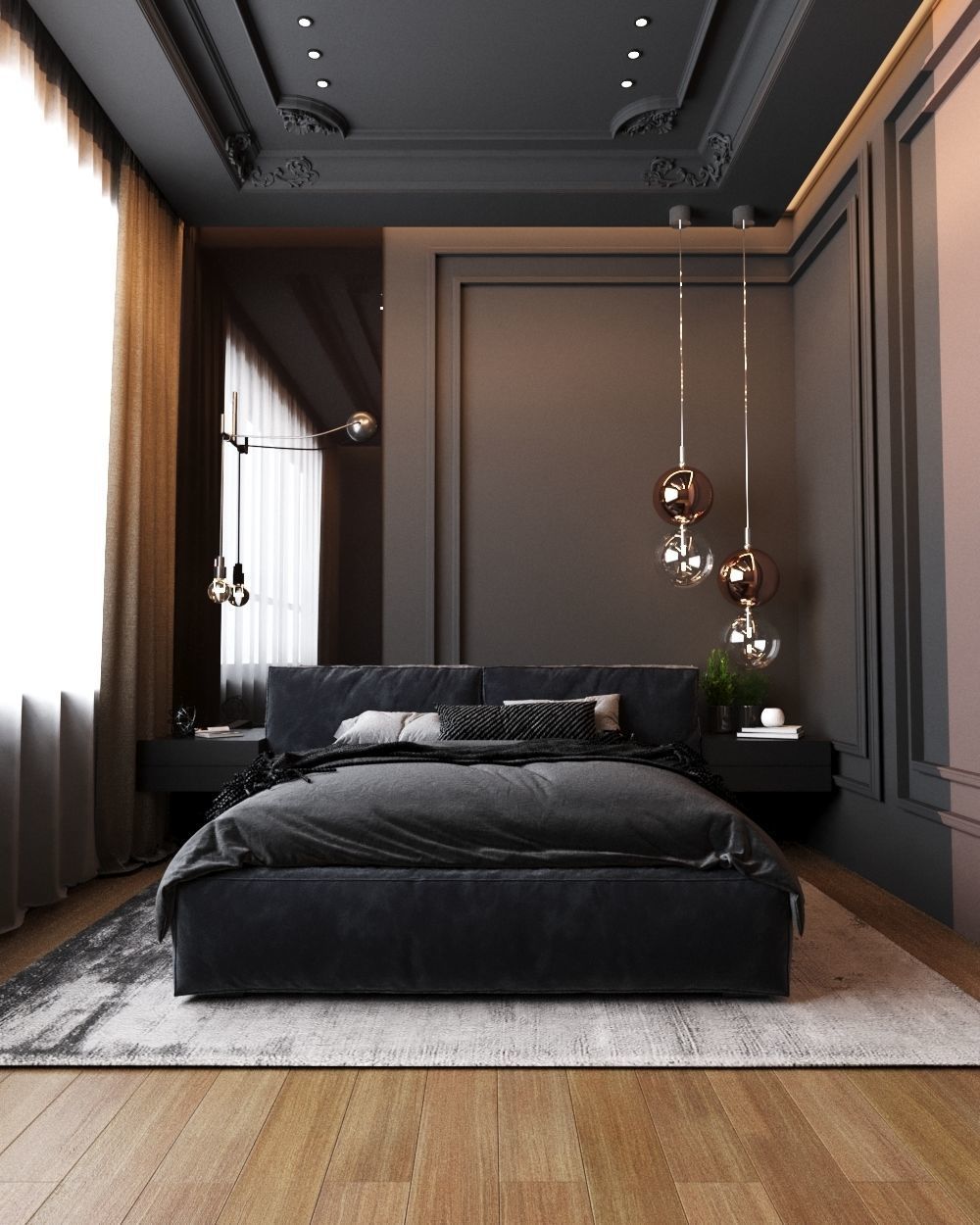 dark bedroom realistic 3D model | CGTrader