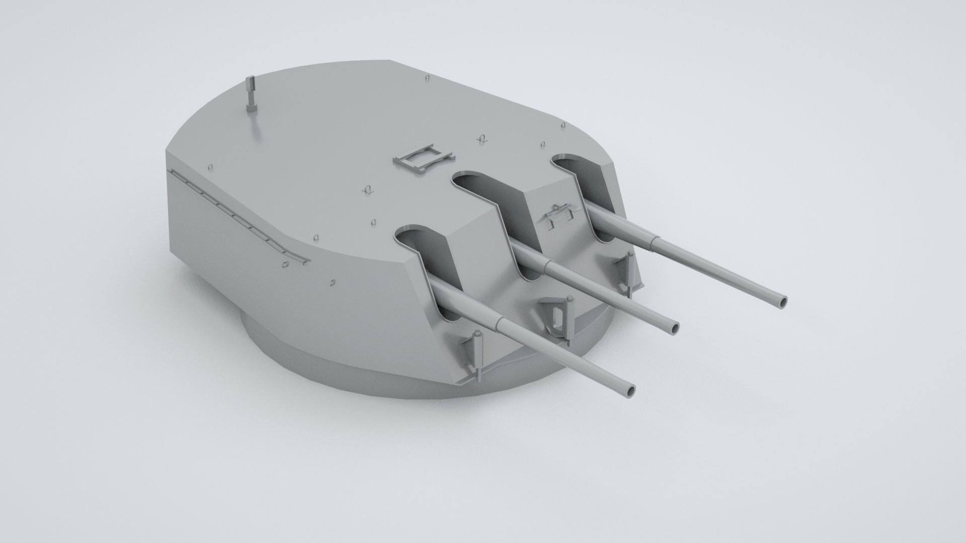 BL 6 inch 152mm MKXIII Triple Naval Gun 3D model rigged | CGTrader