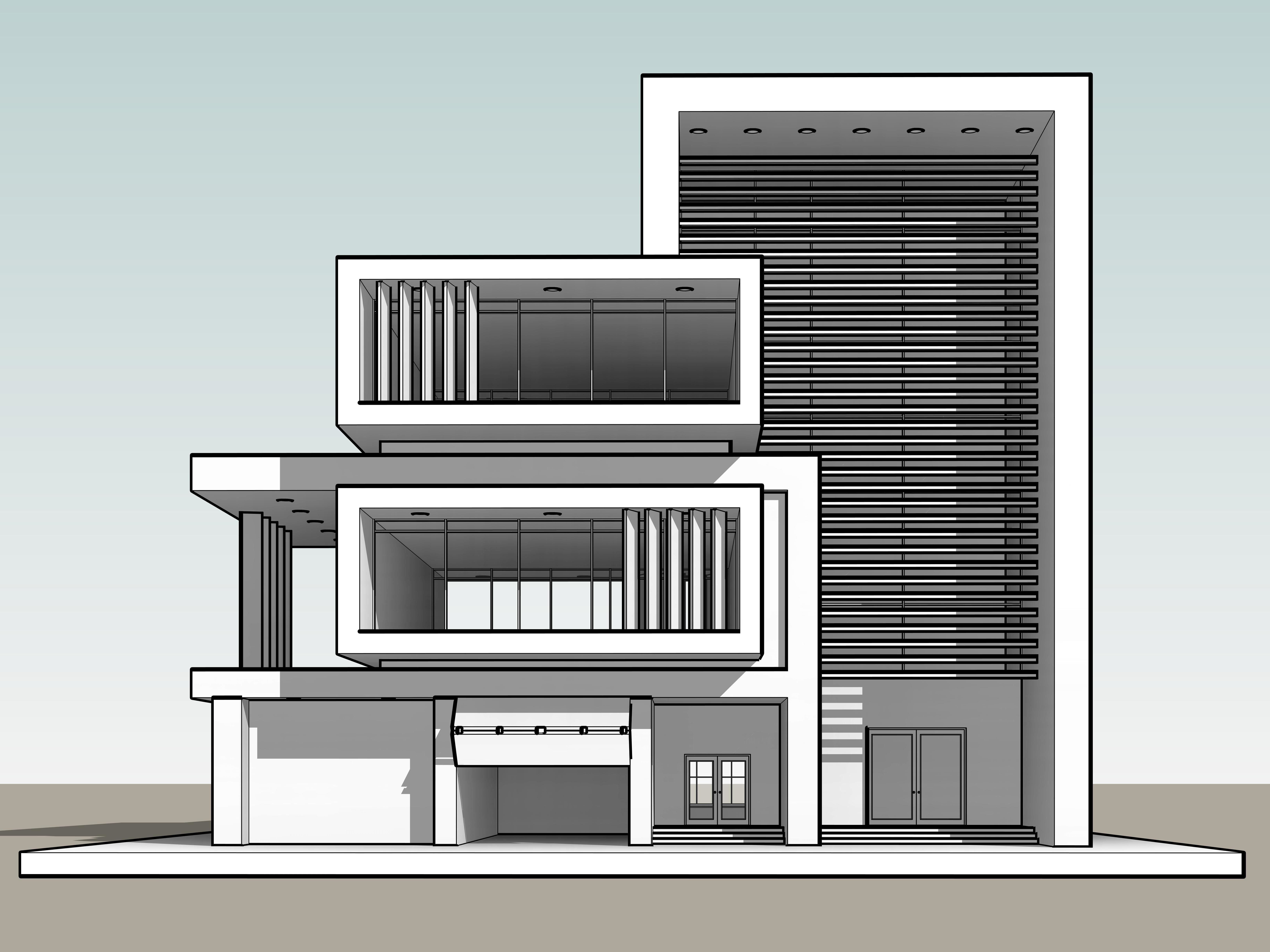 Modern Building N23 3D model animated rigged | CGTrader