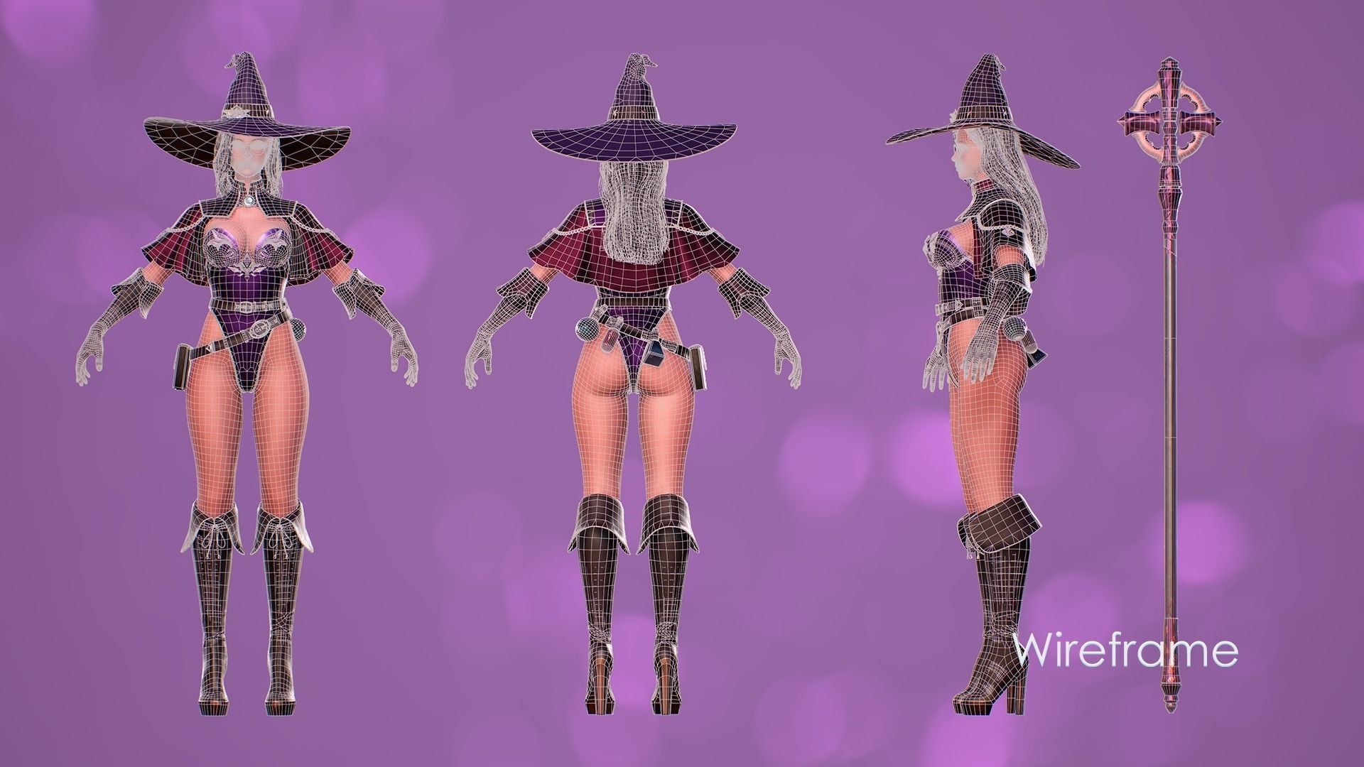 3D model Witch -Cute Wizard Sorcerer Mage Stylized Character Cartoon Girl VR / AR / low-poly ...