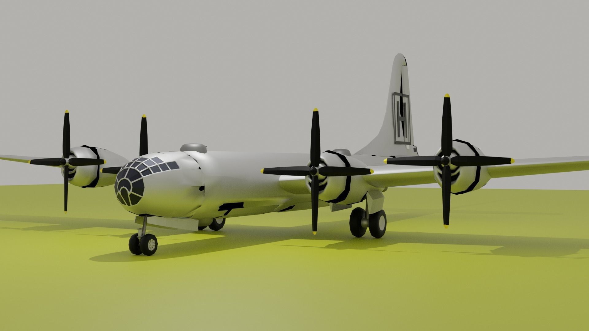 3D model B 29 Superfortress Silver livery Low Poly VR / AR / low-poly ...