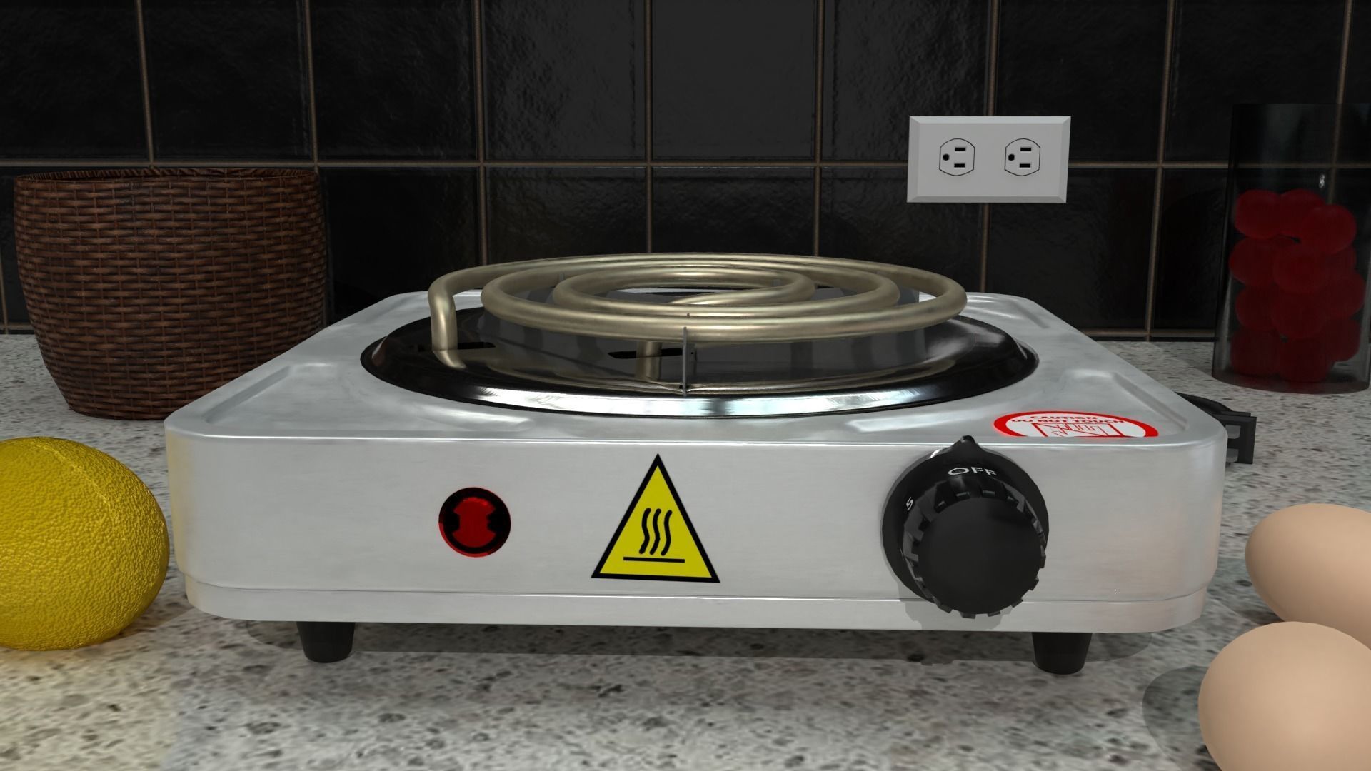 one-sided electric cooker free VR / AR / low-poly 3D model rigged ...