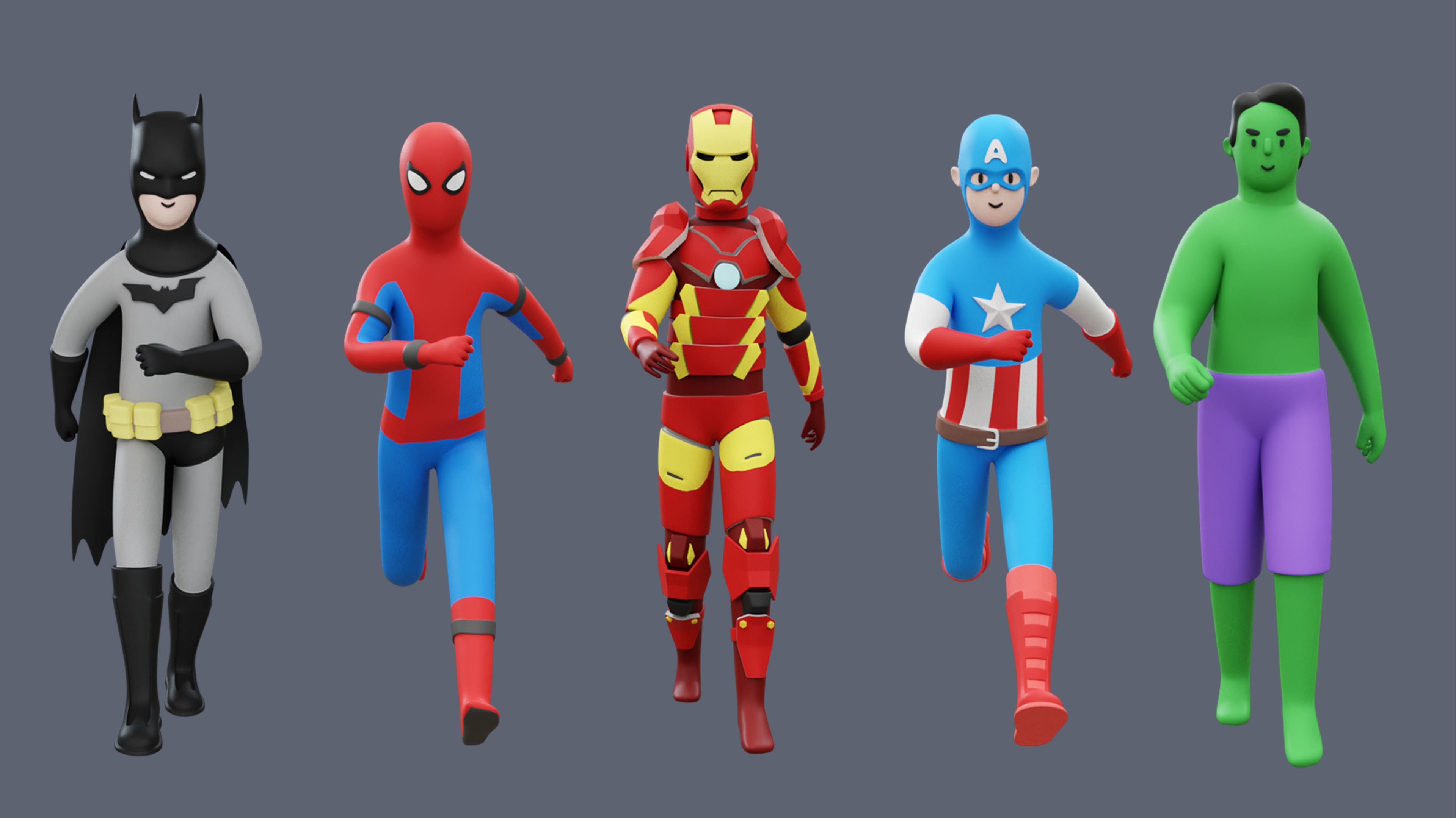 3D model superheroes characters 3 07 VR / AR / low-poly rigged animated ...