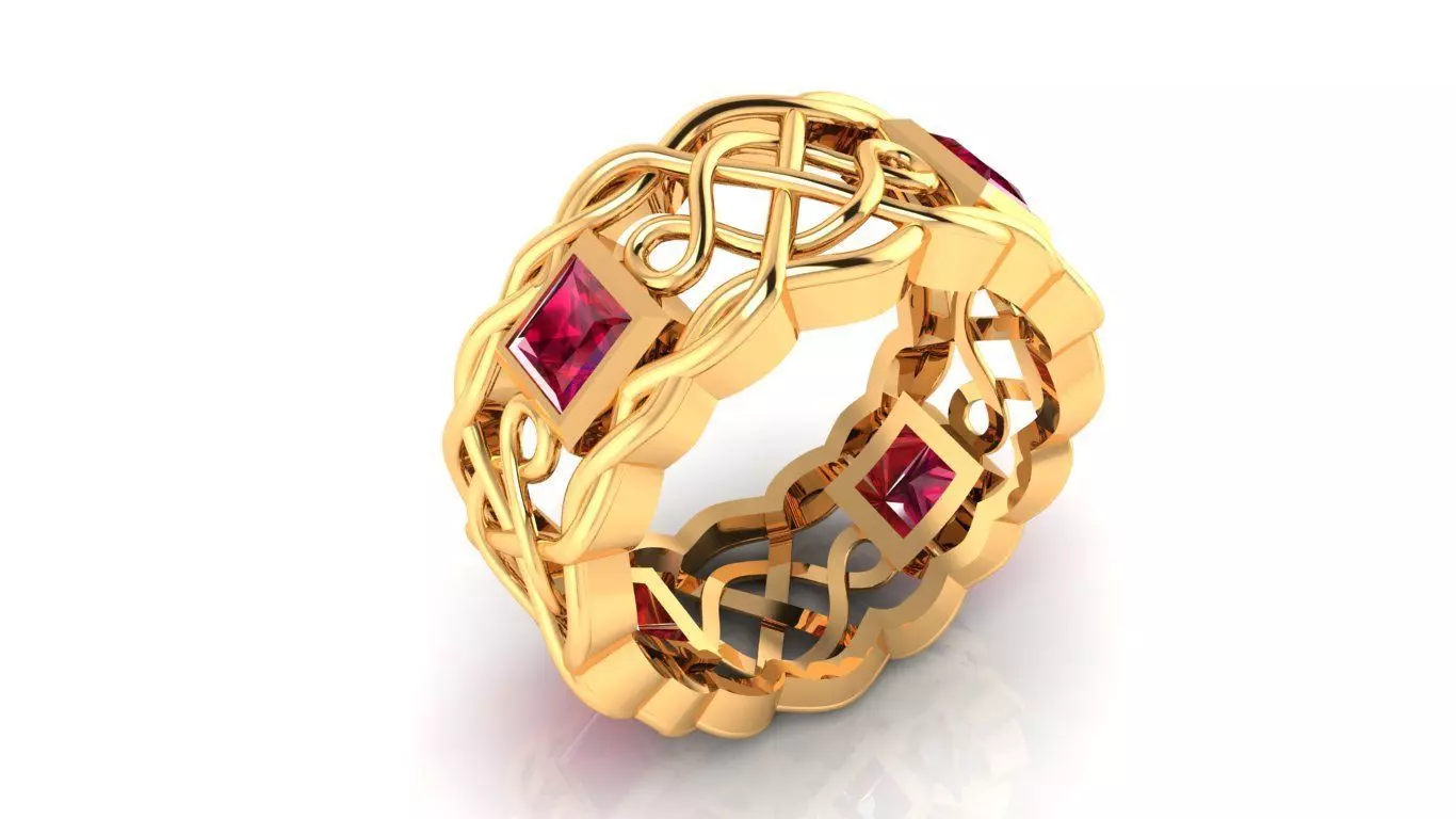 Women Ring 60 filigree style pincess cut diamond women ring 3D model 3D ...