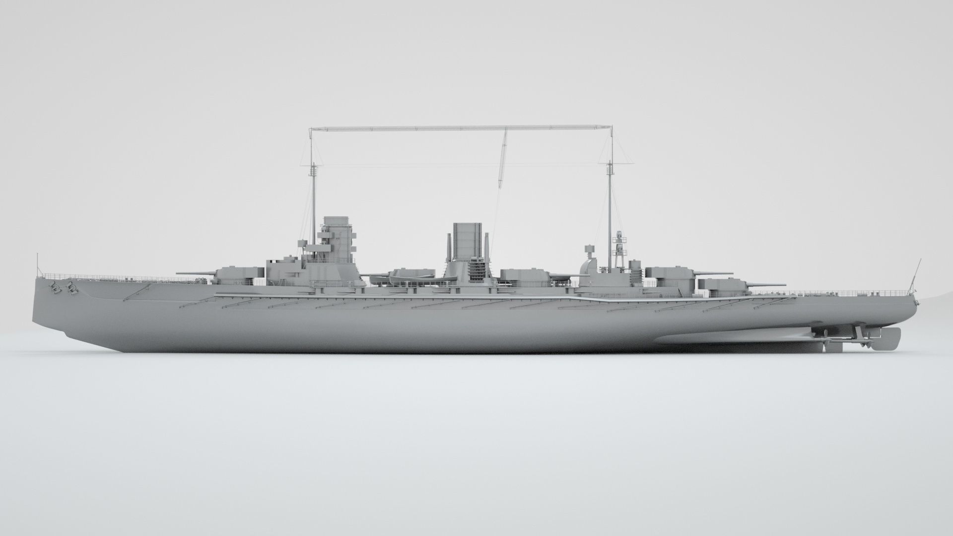 Moltke Class Battlecruiser 3D model rigged | CGTrader