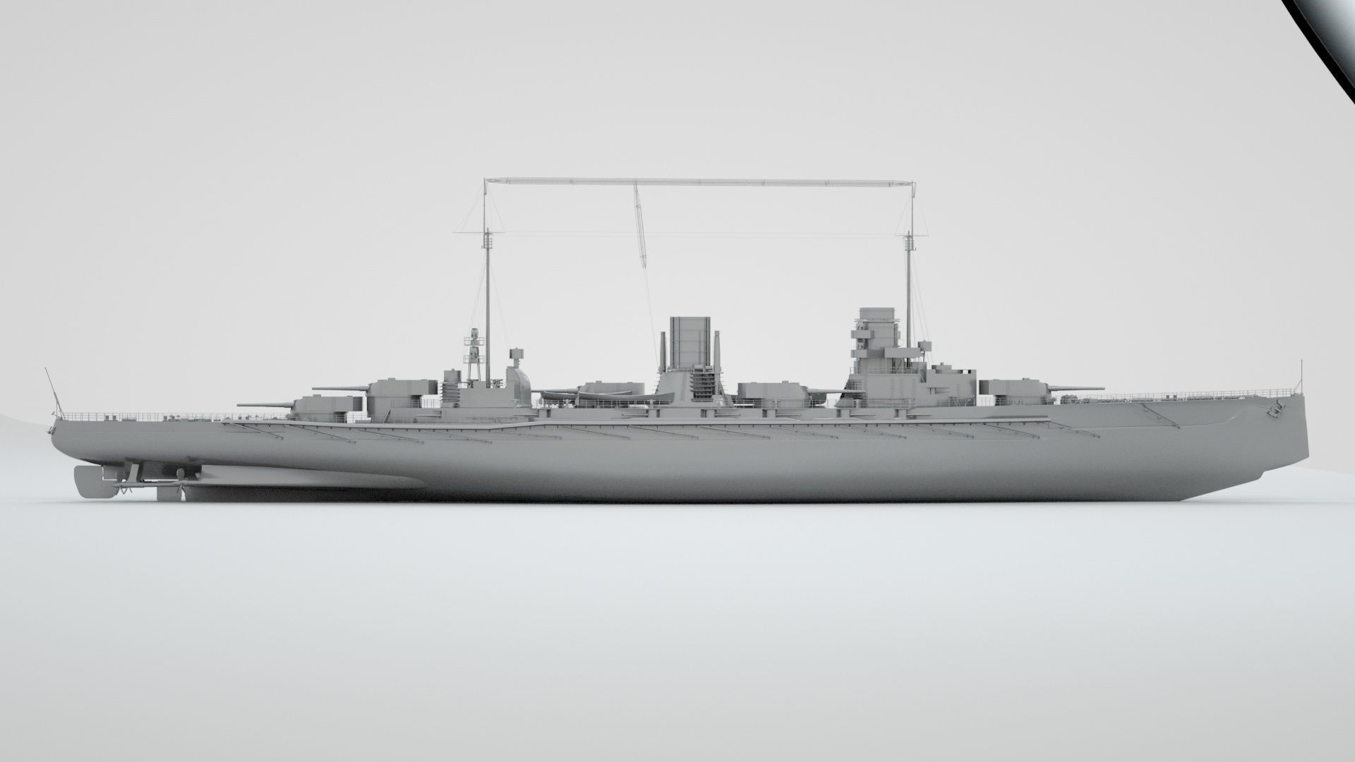 Moltke Class Battlecruiser 3D model rigged | CGTrader