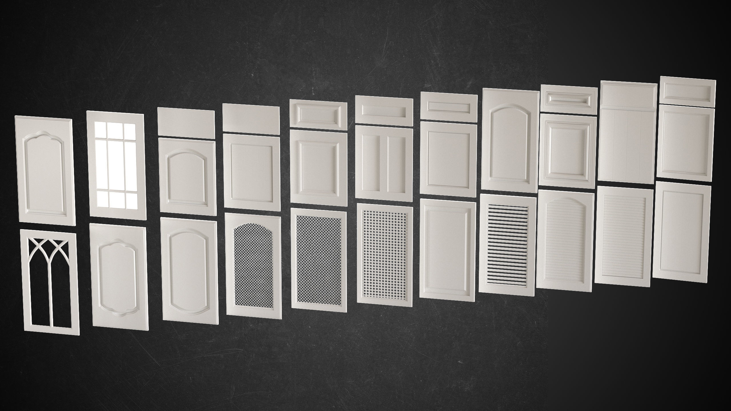 Doors Kitbash Cabinet Doors And House Front Doors free VR / AR / low ...