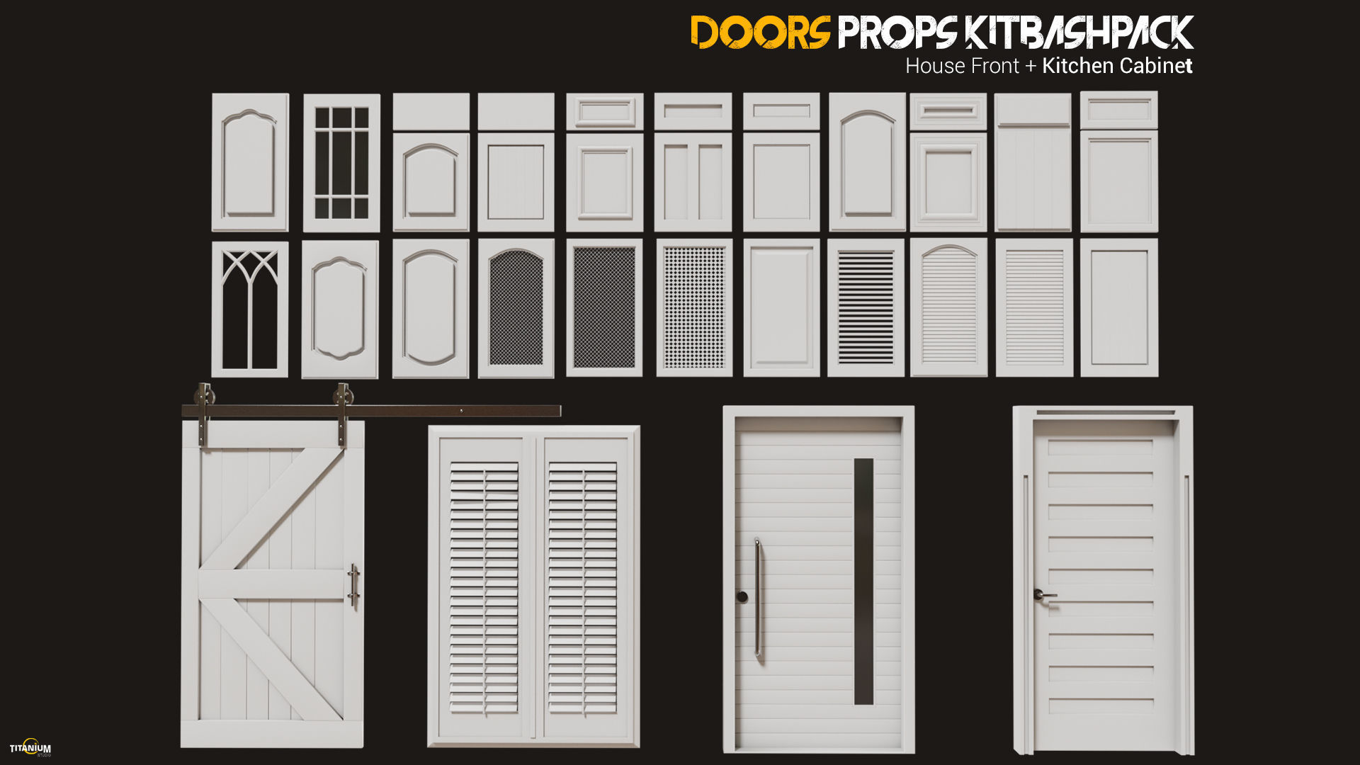Doors Kitbash Cabinet Doors And House Front Doors free VR / AR / low-poly 3D model | CGTrader
