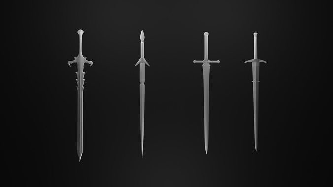 HIgh-poly and Low-poly Ancient Swords free VR / AR / low-poly 3D model ...
