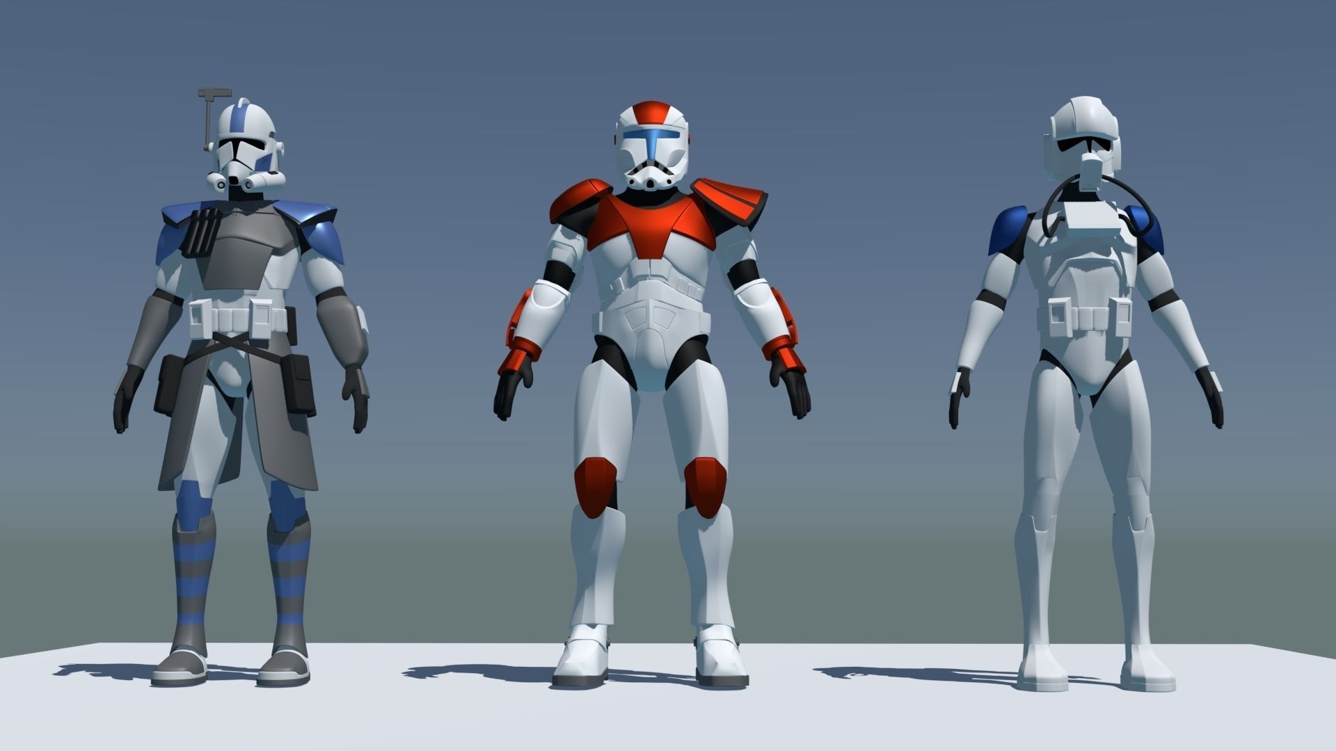 scifi Clone troopers pack star wars republic commando pilot free VR / AR / low-poly 3D model ...