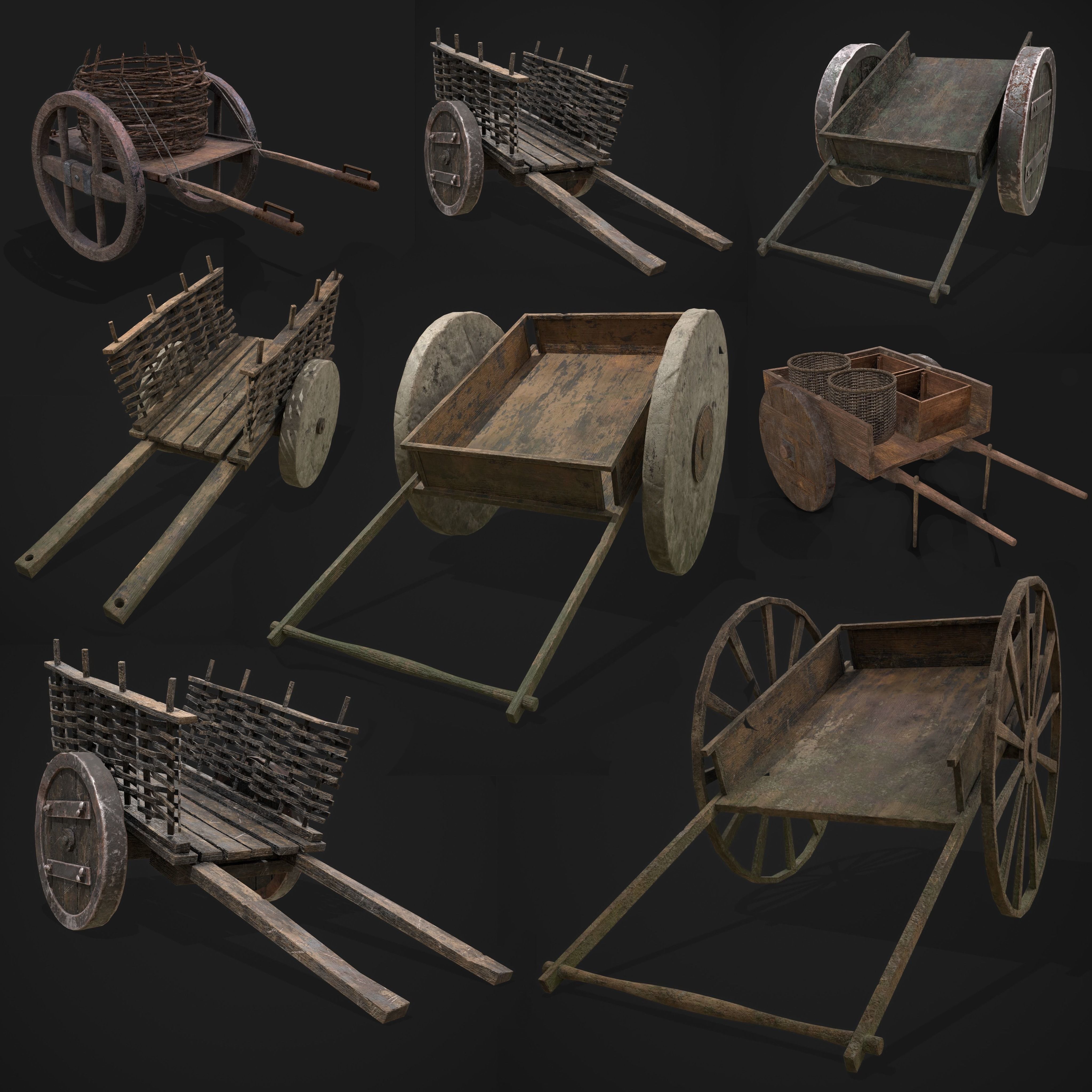 Medieval Carts Collection VR / AR / low-poly | CGTrader