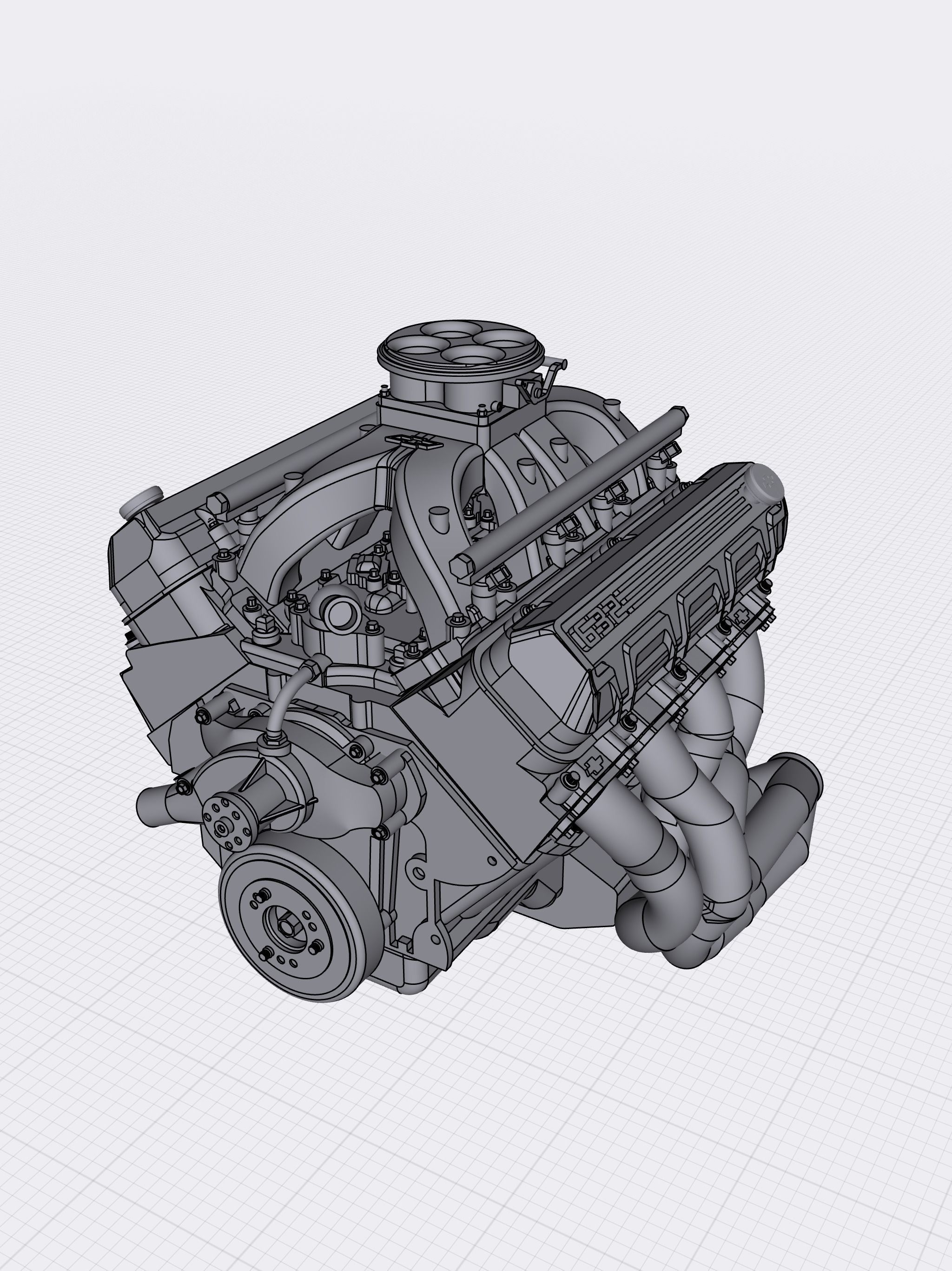 Chev 632 Crate Motor 1000hp with pulleys GM Performance BBC 3D model 3D ...