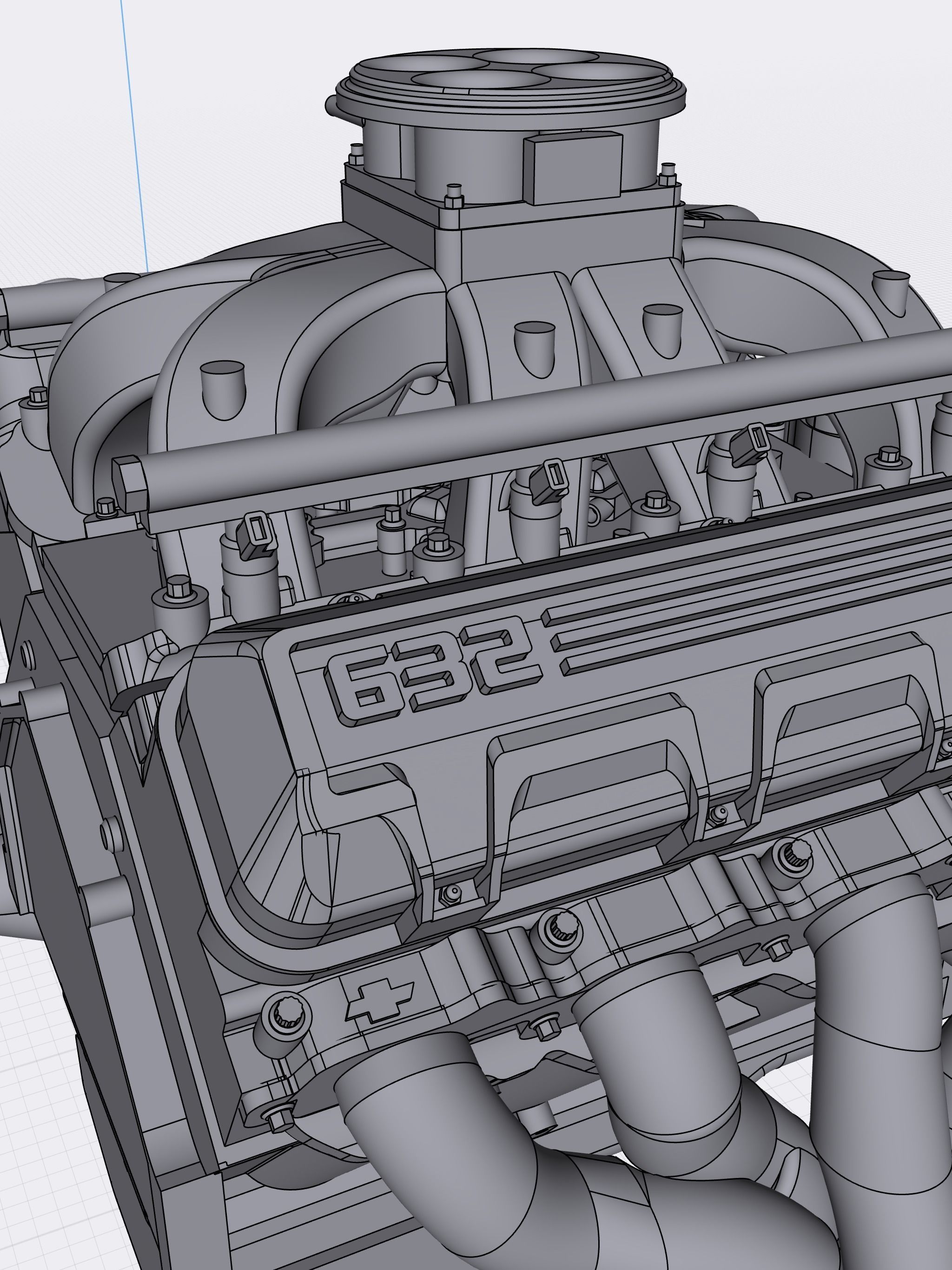 Chev 632 Crate Motor 1000hp with pulleys GM Performance BBC 3D model 3D ...