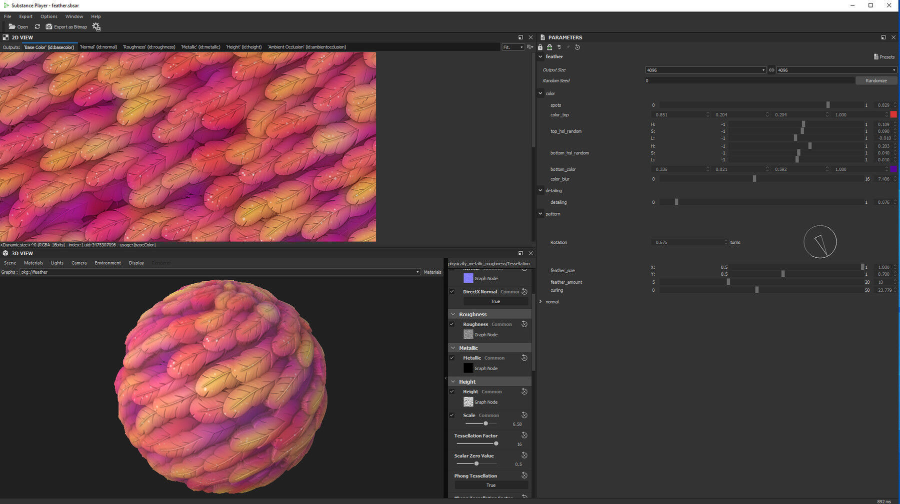Stylized feather procedural substance material 3D model | CGTrader
