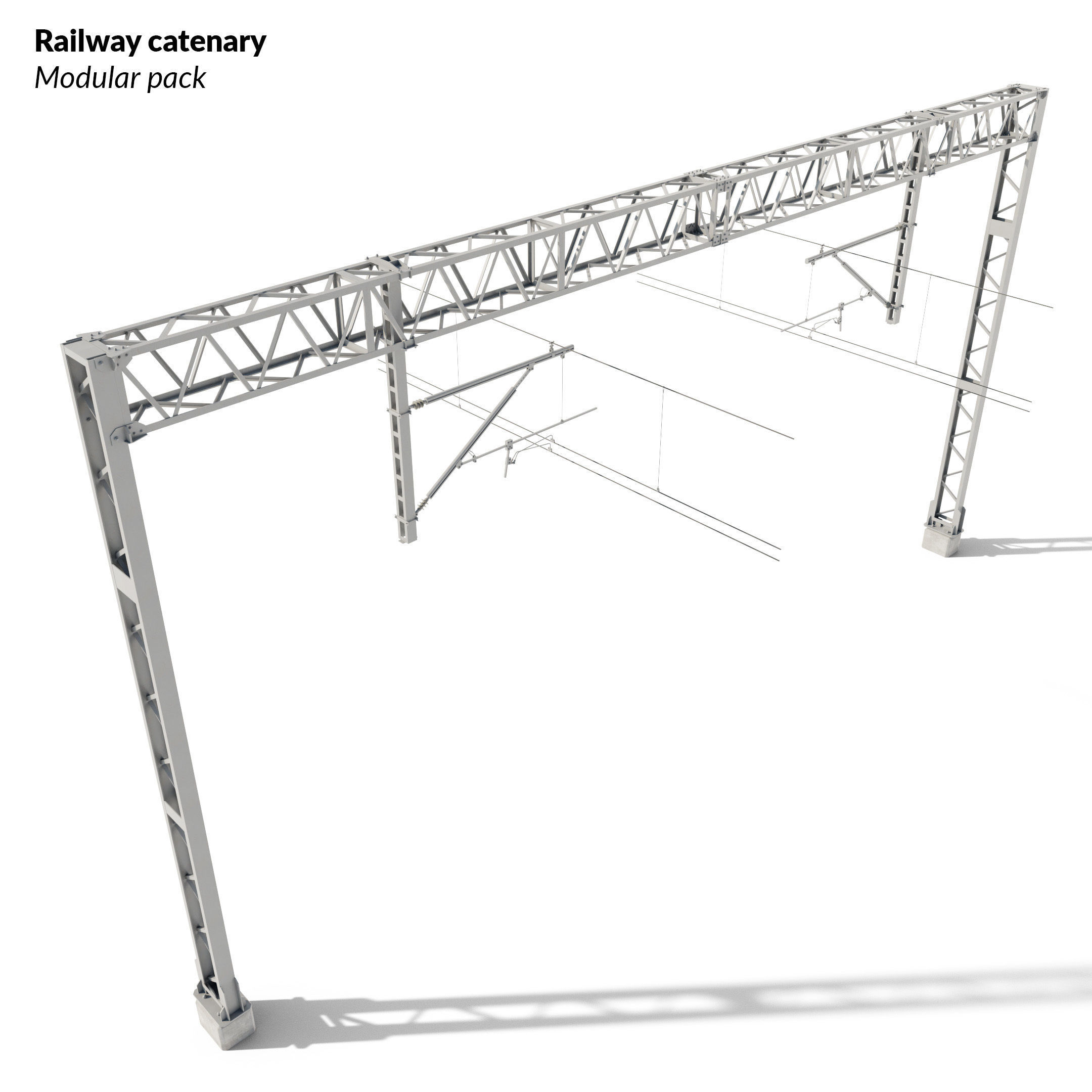 Railway Catenary - Modular pack 3D model | CGTrader