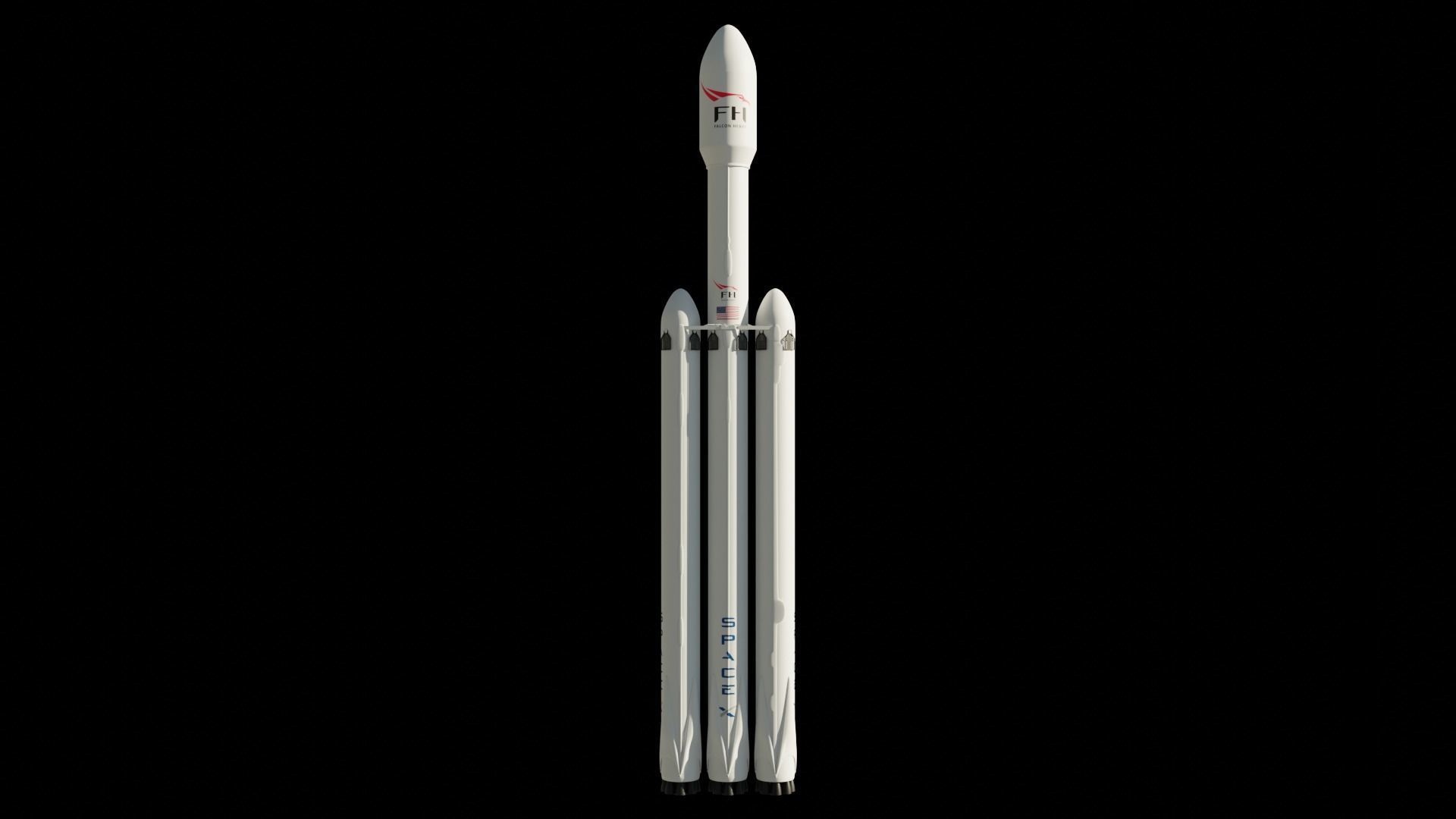 Spacex Falcon Heavy 3D model animated rigged | CGTrader