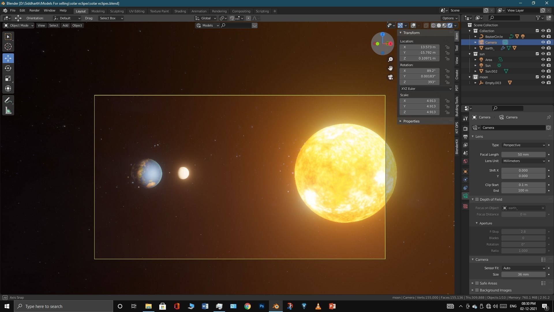 Solar eclipse 3D model animated rigged | CGTrader