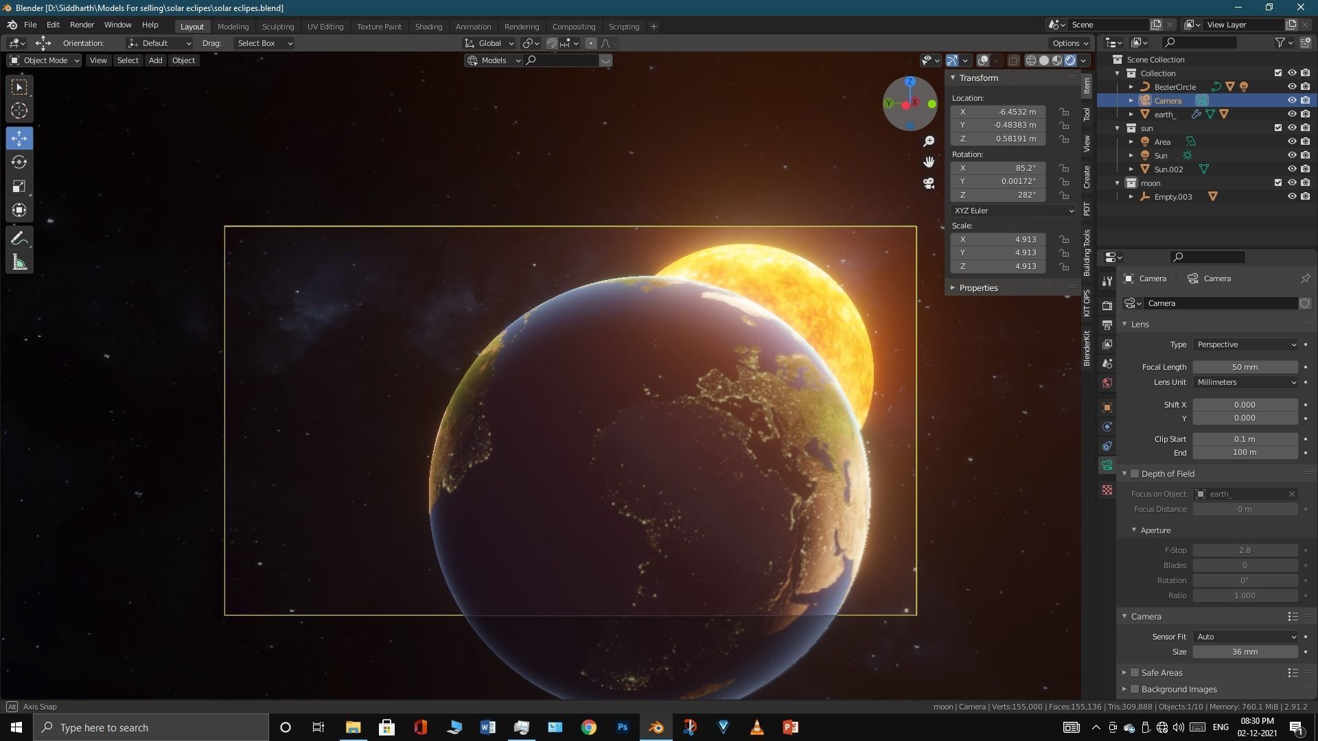 Solar eclipse 3D model animated rigged | CGTrader