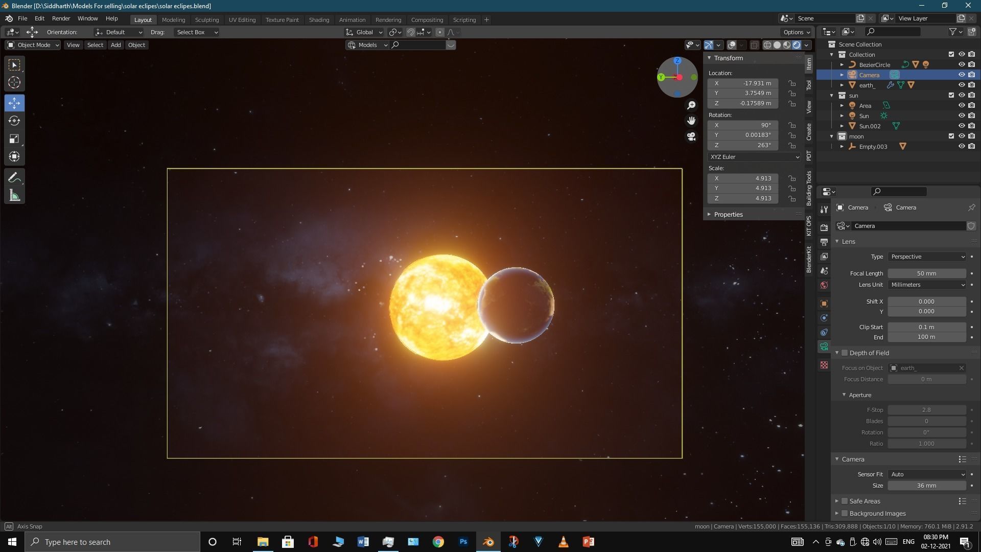 Solar eclipse 3D model animated rigged | CGTrader