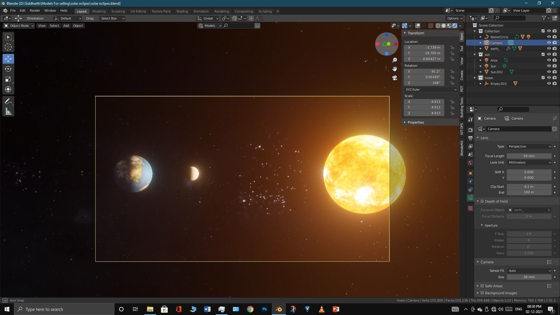Solar eclipse 3D model animated rigged | CGTrader