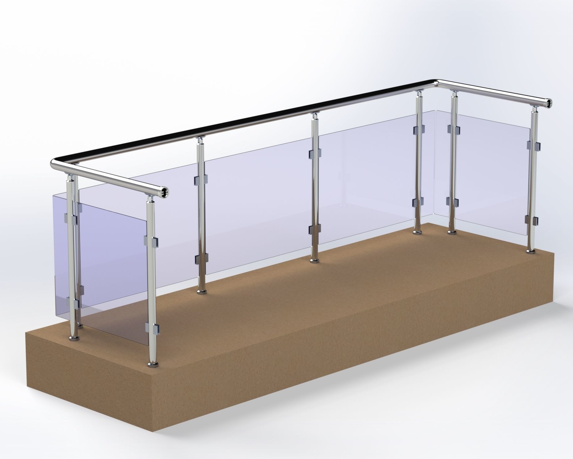 Balcony with glass railings in high-tech style 3D model | CGTrader