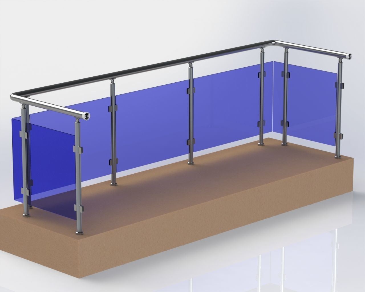 Balcony with glass railings in high-tech style 3D model | CGTrader