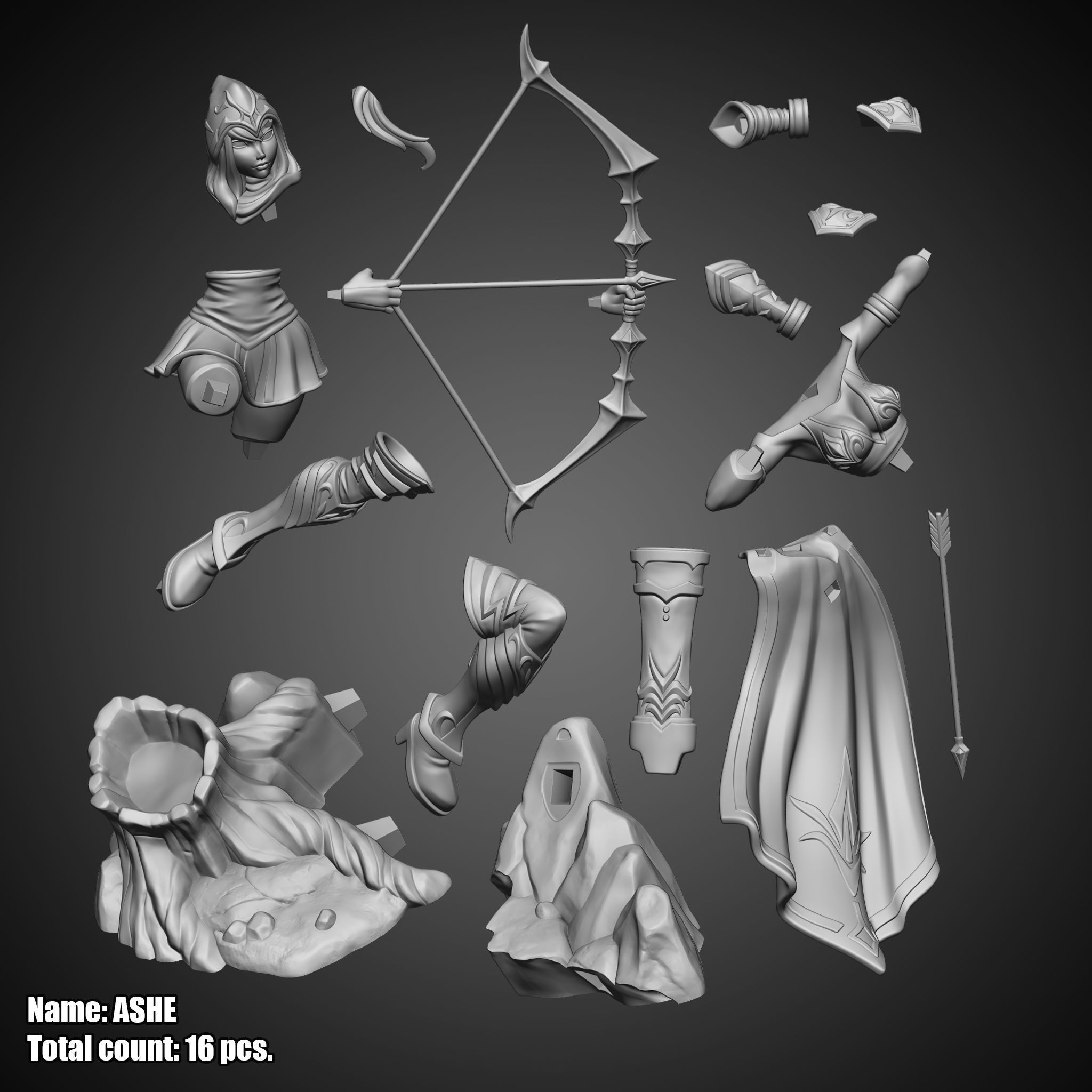 League of Legends Ashe Classic Skin 3D model 3D printable | CGTrader