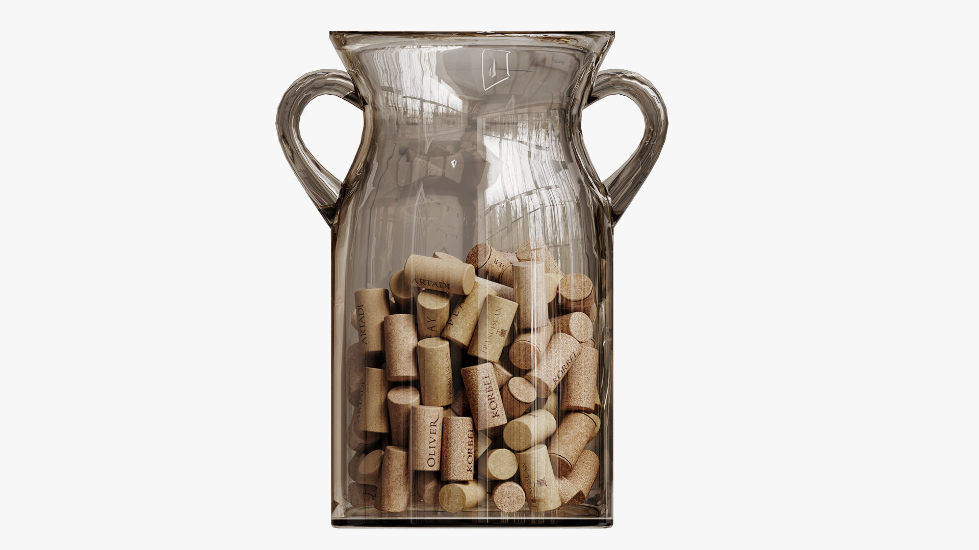 Decorative set of containers filled with wine corks 3D model | CGTrader