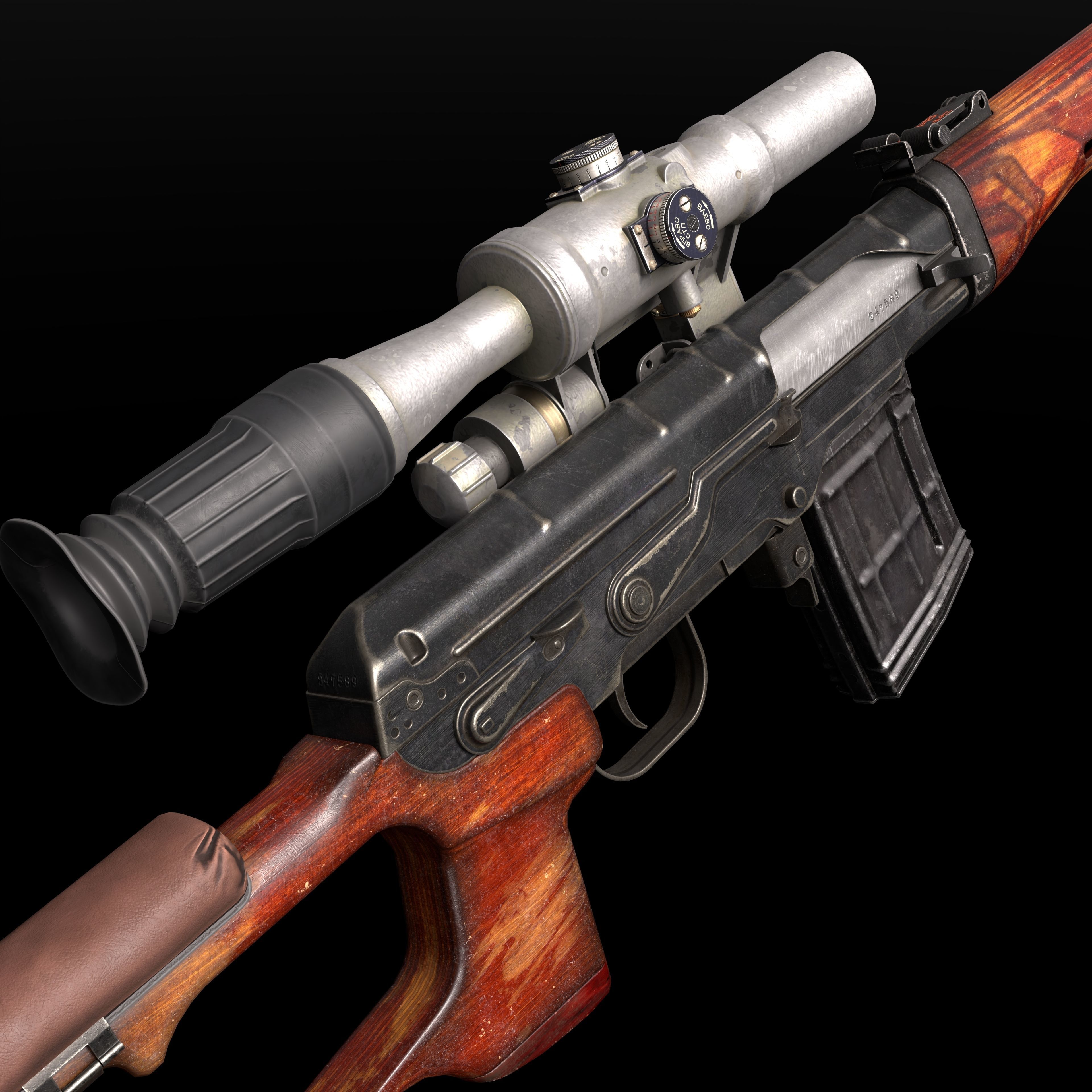 3D model SVD Sniper Rifle Dragunov wich PSO-1 VR / AR / low-poly | CGTrader