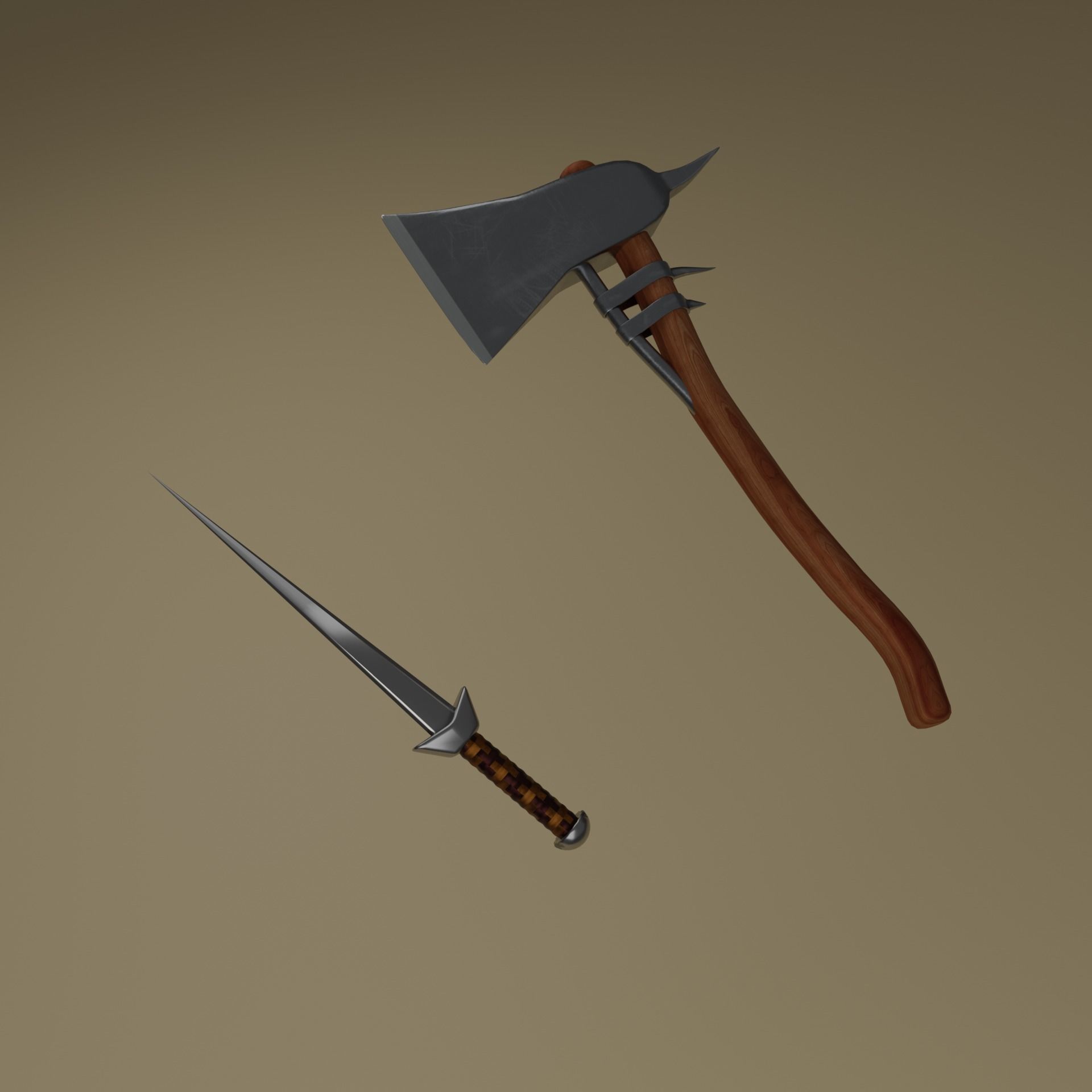 Axe and Dagger 3D model | CGTrader