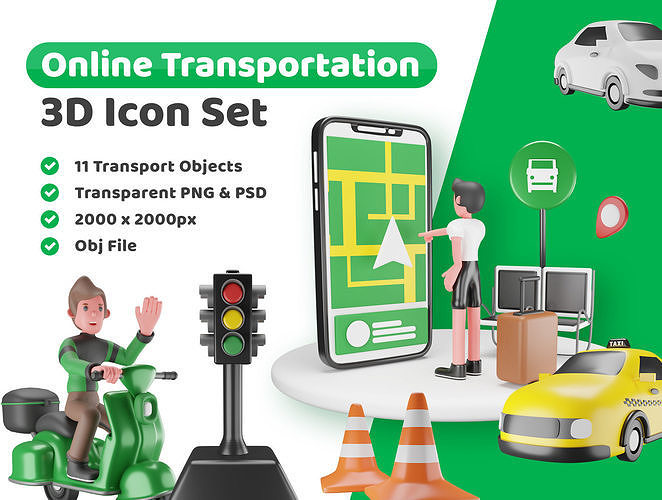 3D model Online Transportation Icon Pack VR / AR / low-poly | CGTrader