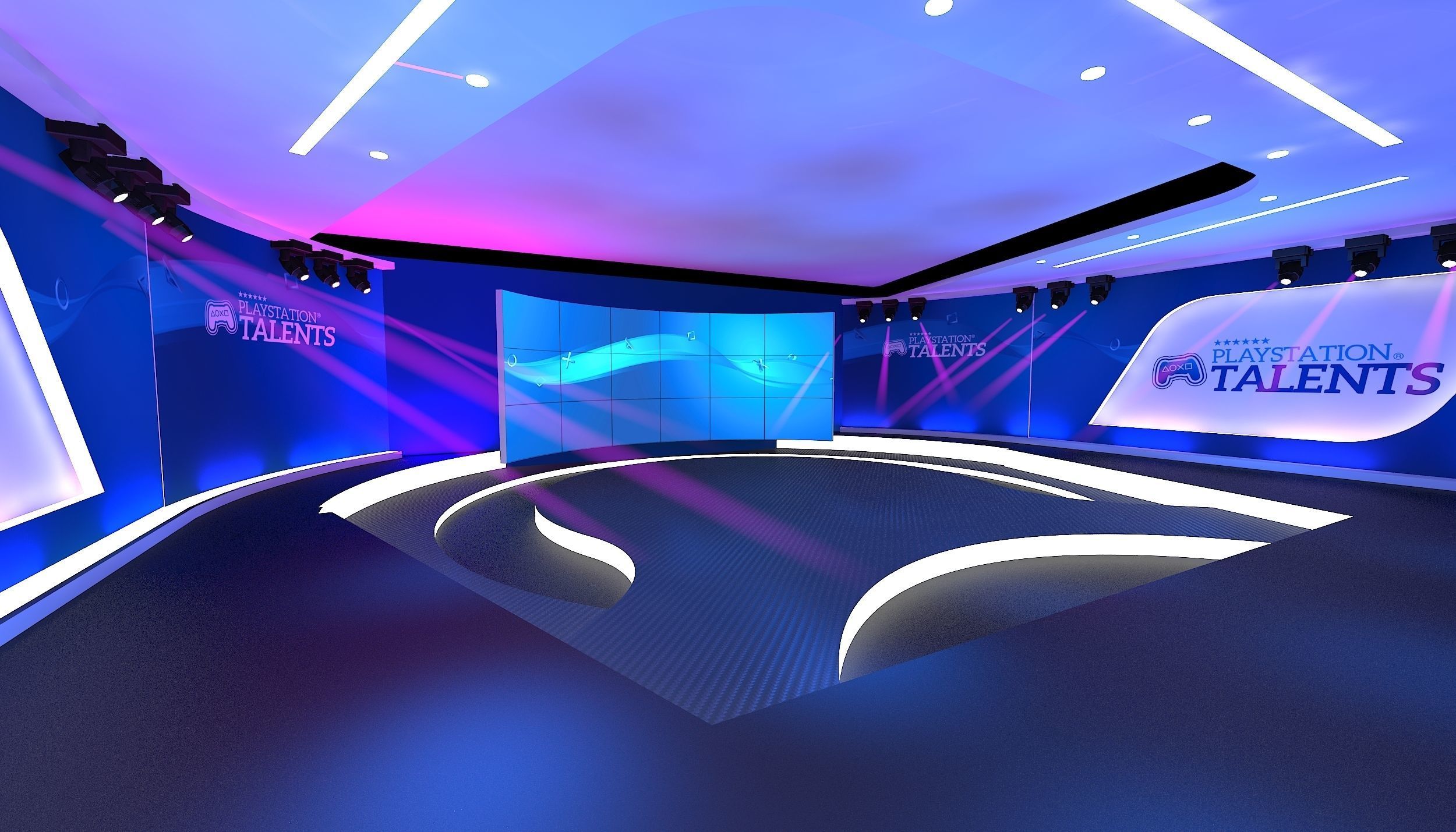 3D model booth design interior architecture lights VR / AR / low-poly ...