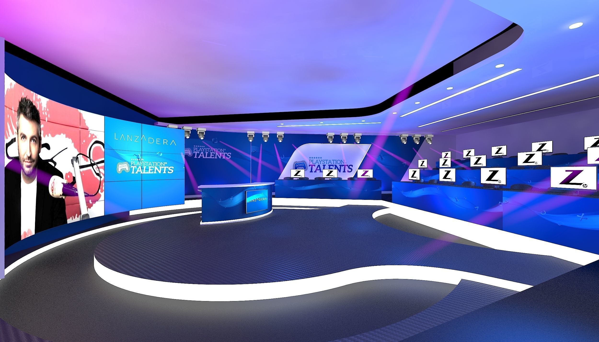 3D model booth design interior architecture lights VR / AR / low-poly ...