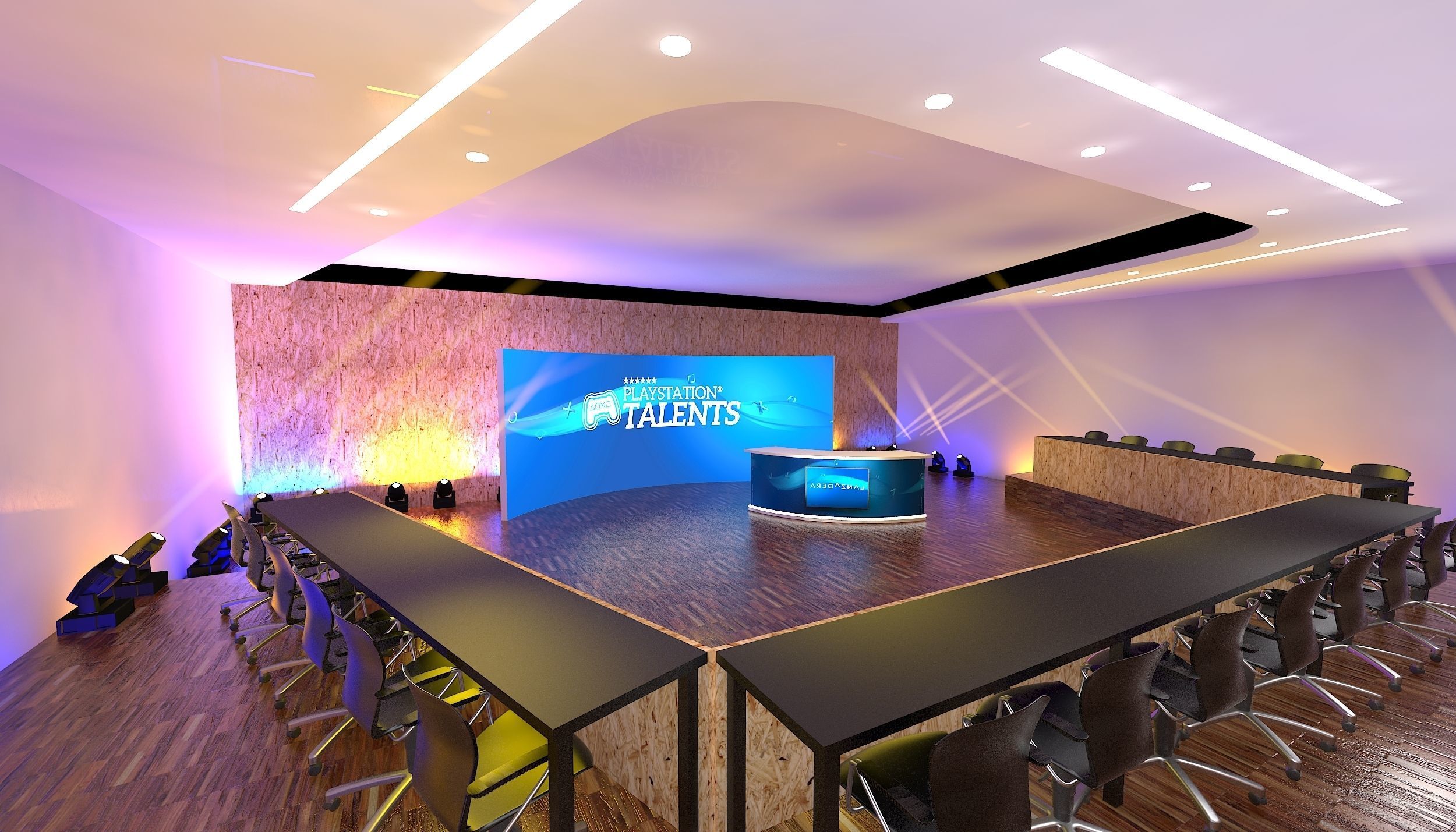 3D model booth design interior architecture lights VR / AR / low-poly ...