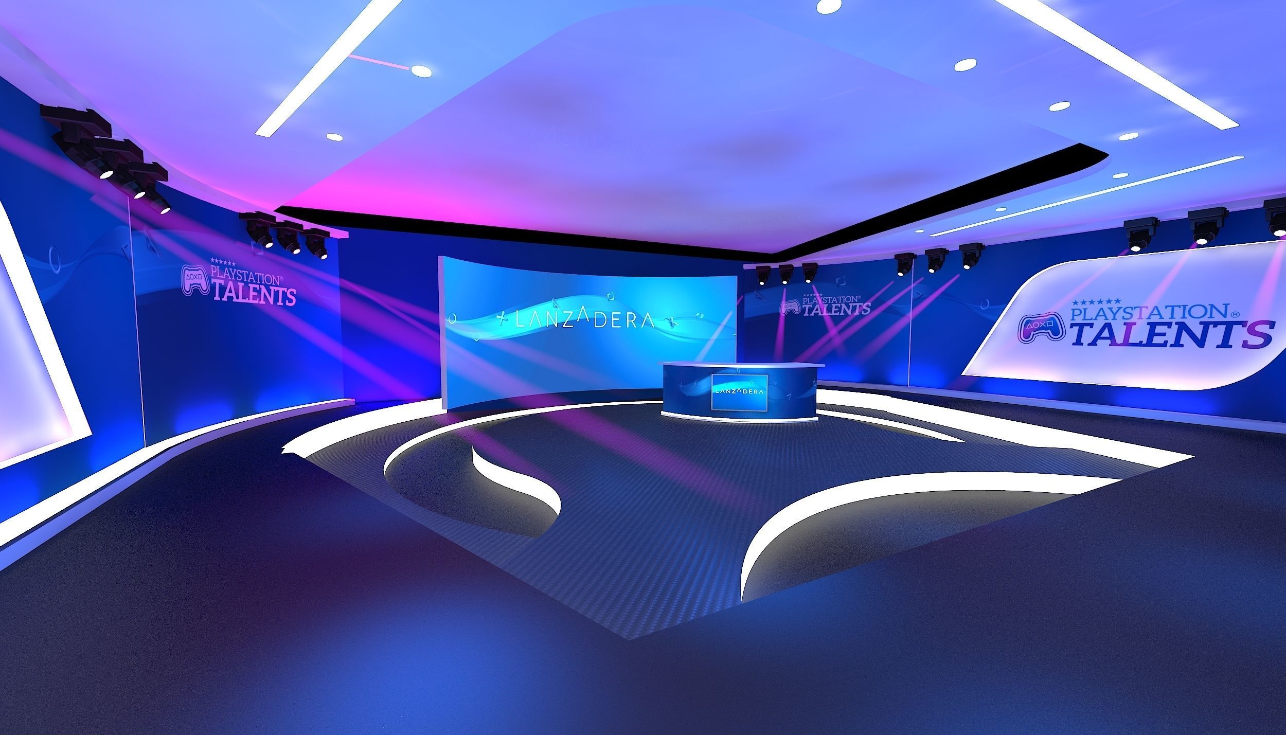 3D model booth design interior architecture lights VR / AR / low-poly ...