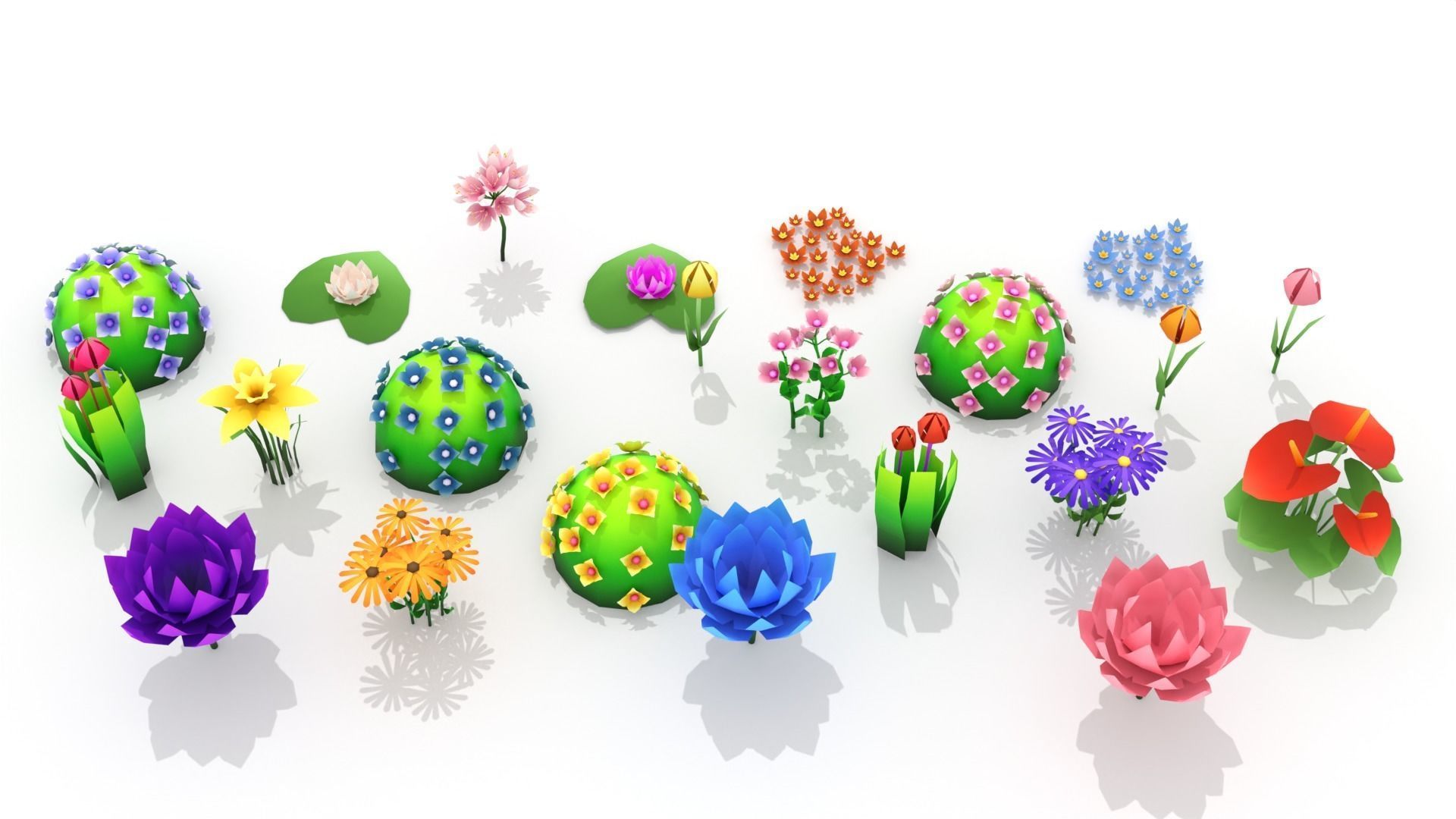 Stylize Low Poly Flowers Pack free VR / AR / low-poly 3D model | CGTrader