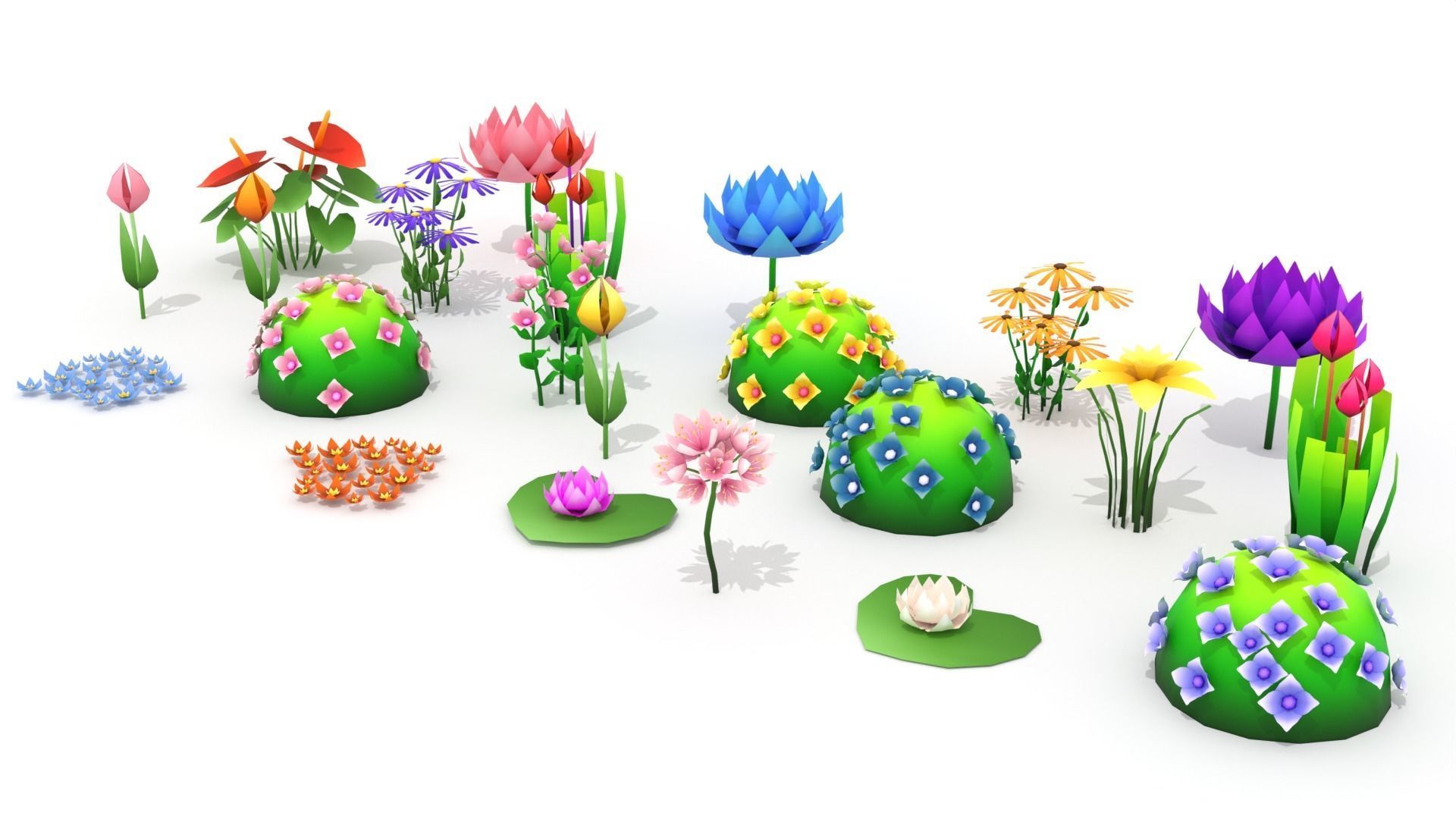 Stylize Low Poly Flowers Pack free VR / AR / low-poly 3D model | CGTrader