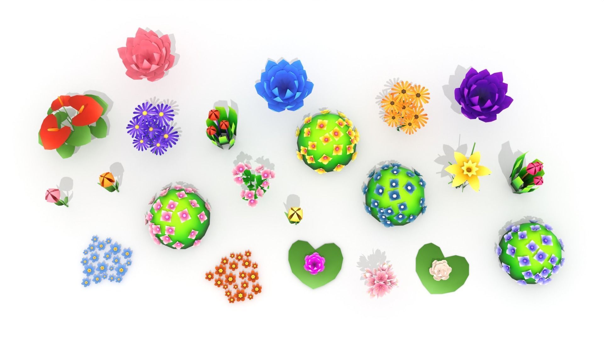 Stylize Low Poly Flowers Pack free VR / AR / low-poly 3D model | CGTrader